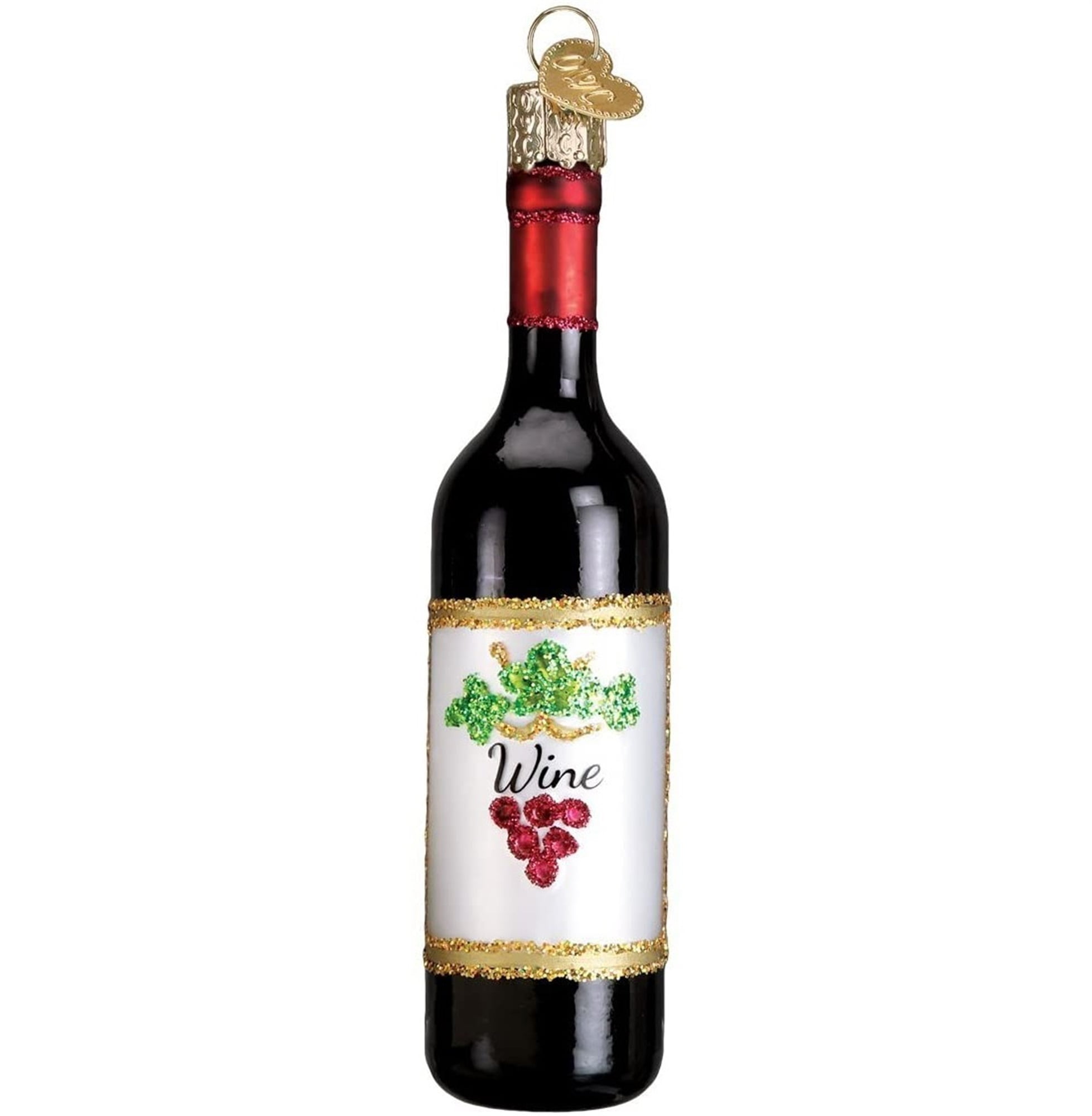Old World Christmas Red Wine Bottle Ornament, Blown Glass Decorations ...
