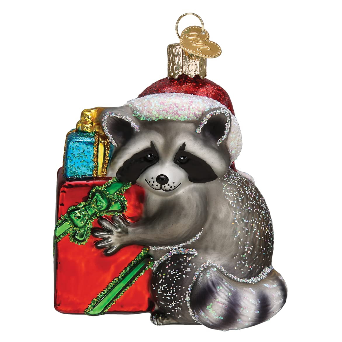 Old World Christmas Christmas Bandit Raccoon Glass Blown Ornament for ...