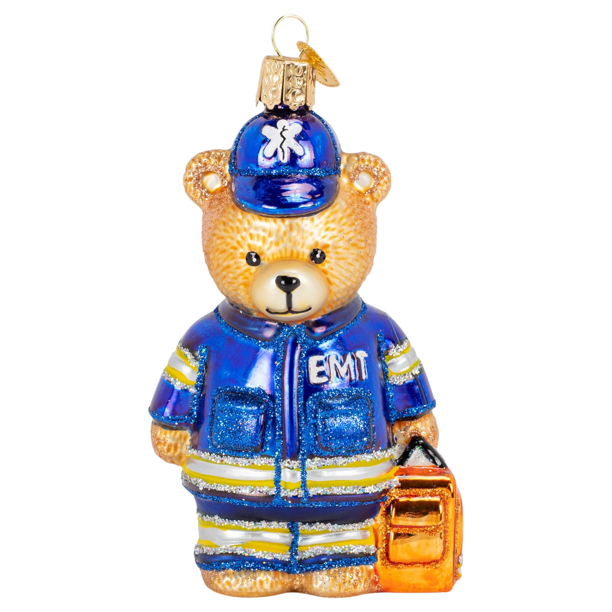 Old World Christmas EMT Teddy Bear Glass Blown Ornament for Christmas ...