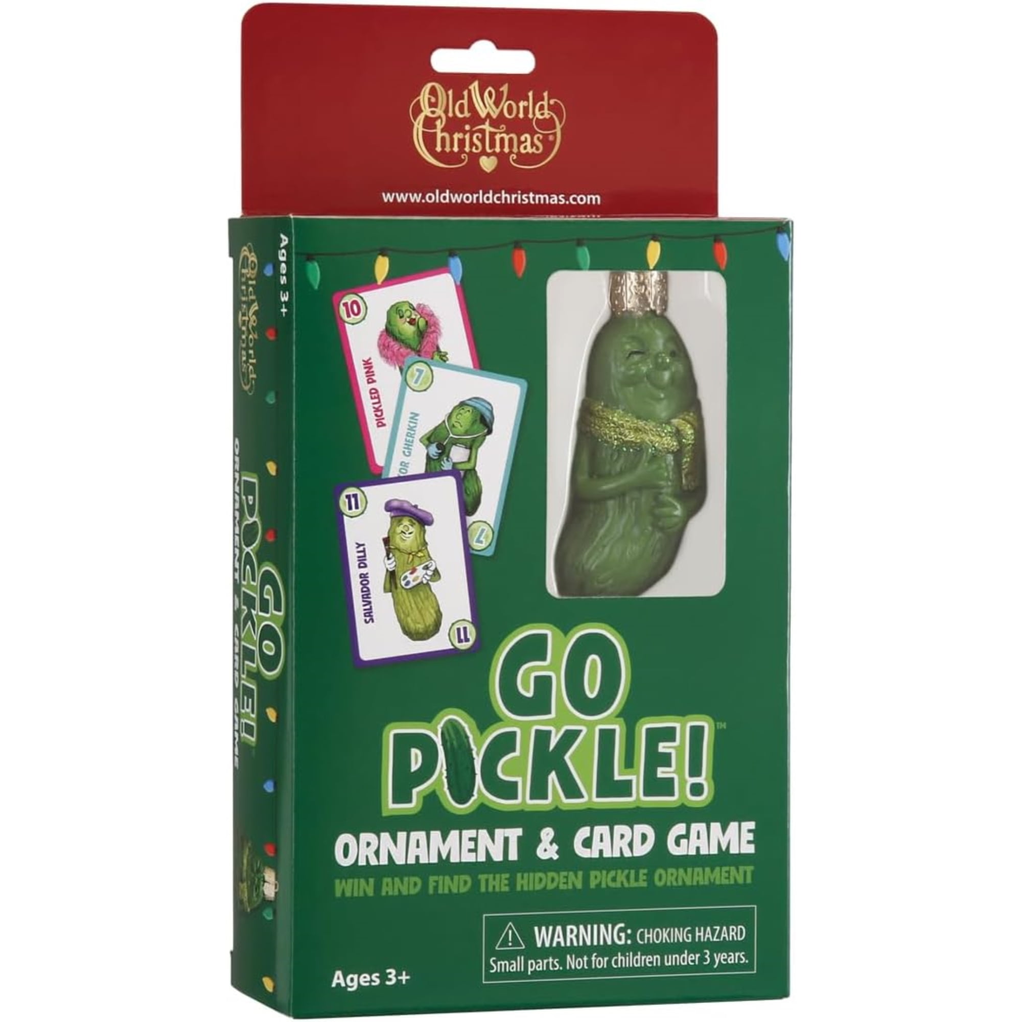 Old World Christmas Go Pickle! Card Game with Glass Blown Pickle ...