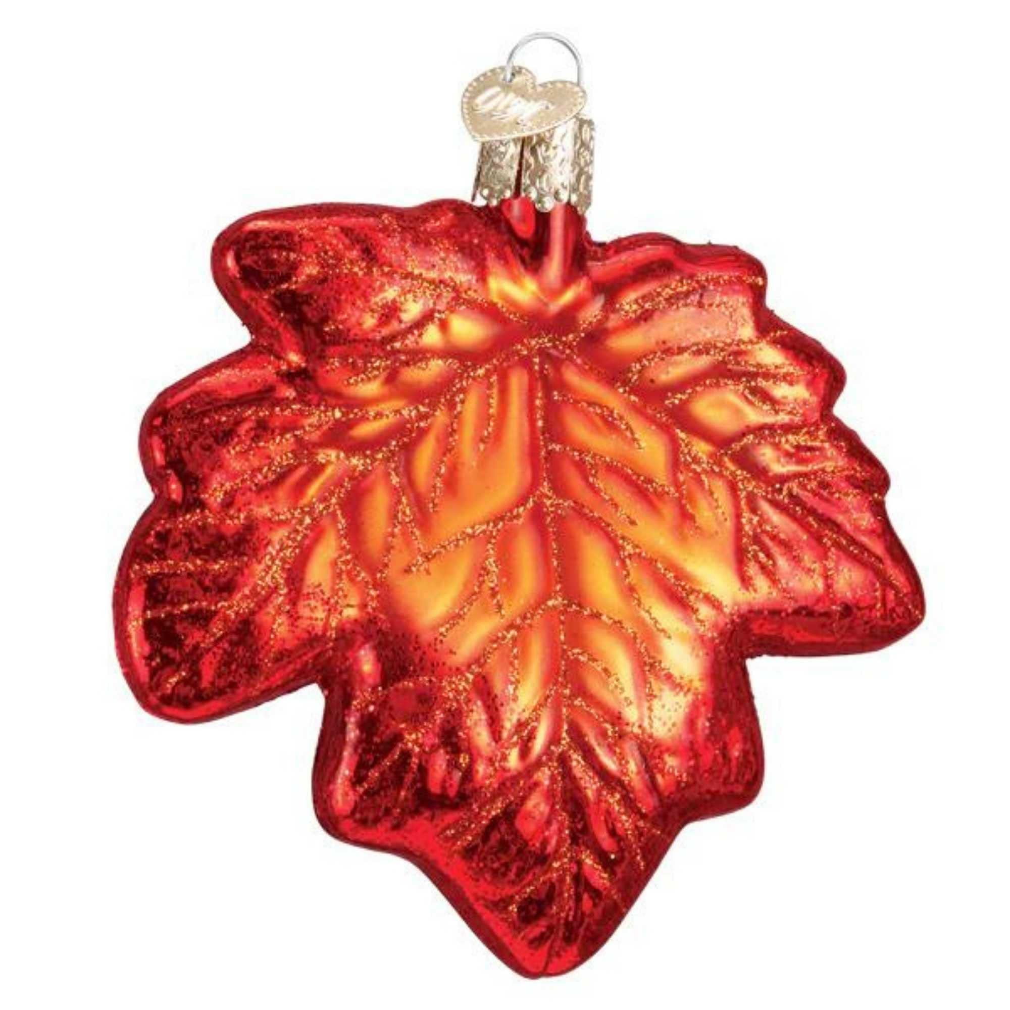 Old World Christmas Red Maple Leaf Glass Blown Ornament for Christmas ...