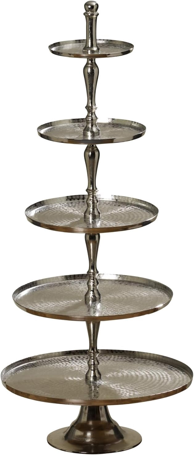 Old World Grand Hotel 5 Tier Stand Decorative, Polished Silver Aluminum ...