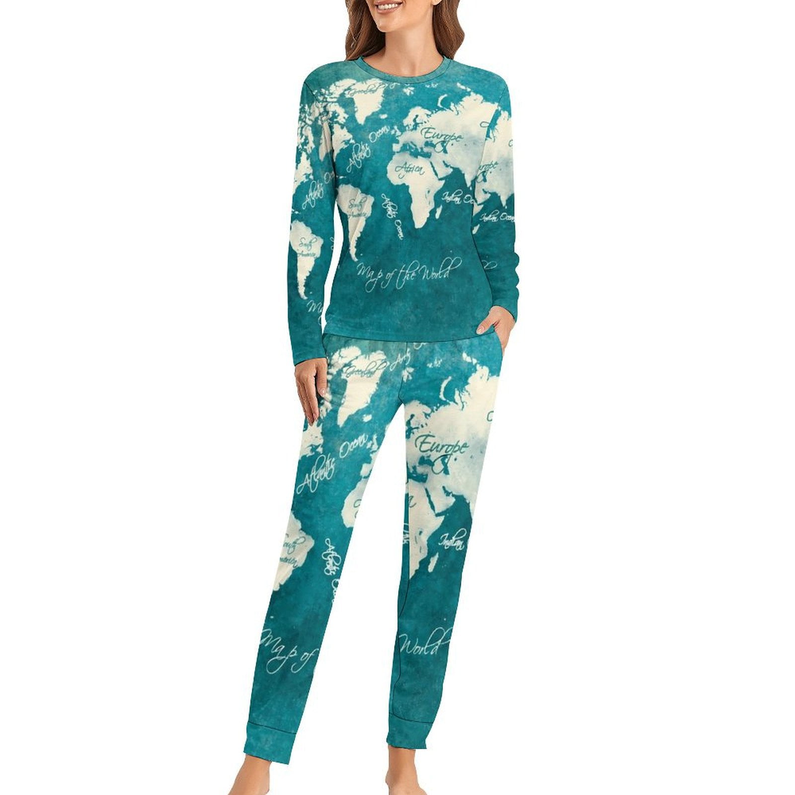 Old World Map 1714 Pajamas Country Map Cute Pajama Set Lady Two Piece ...