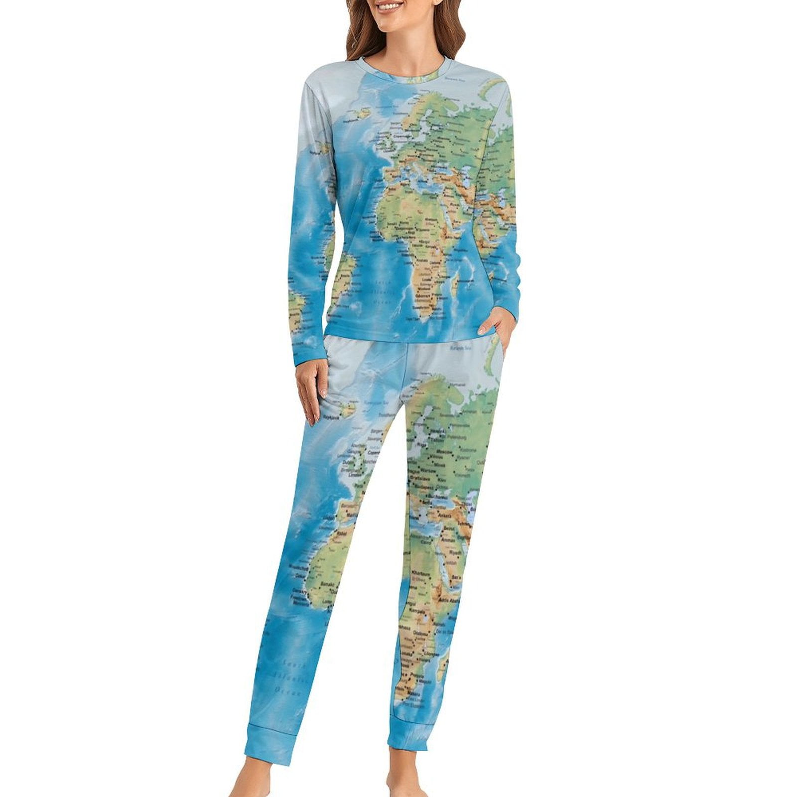 Old World Map 1714 Pajamas Country Map Cute Pajama Set Lady Two Piece ...