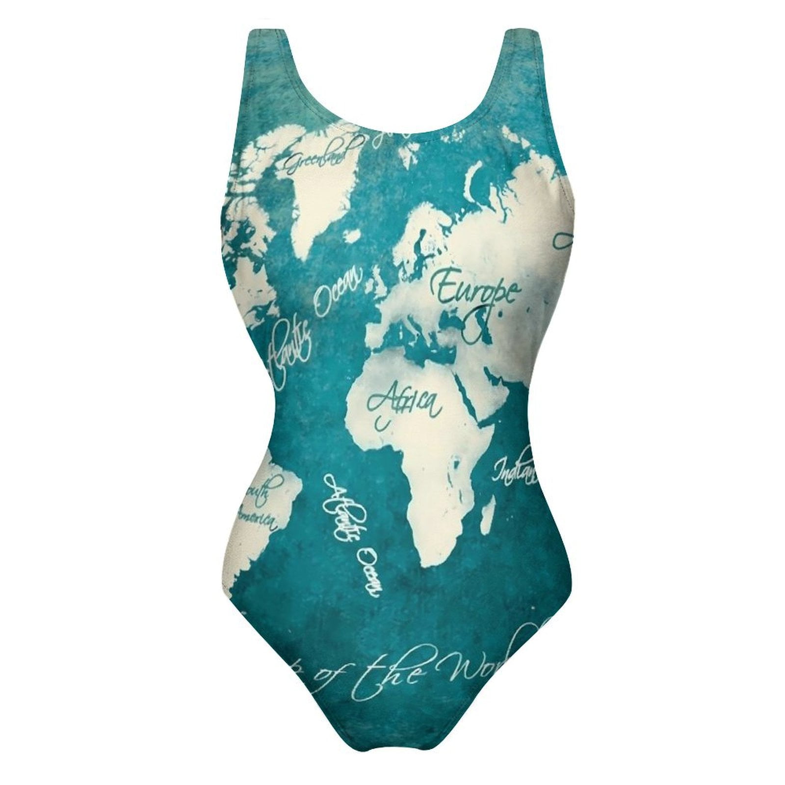Old World Map 1714 Swimsuit Country Map Swimwear OnePiece Vaion Bath ...