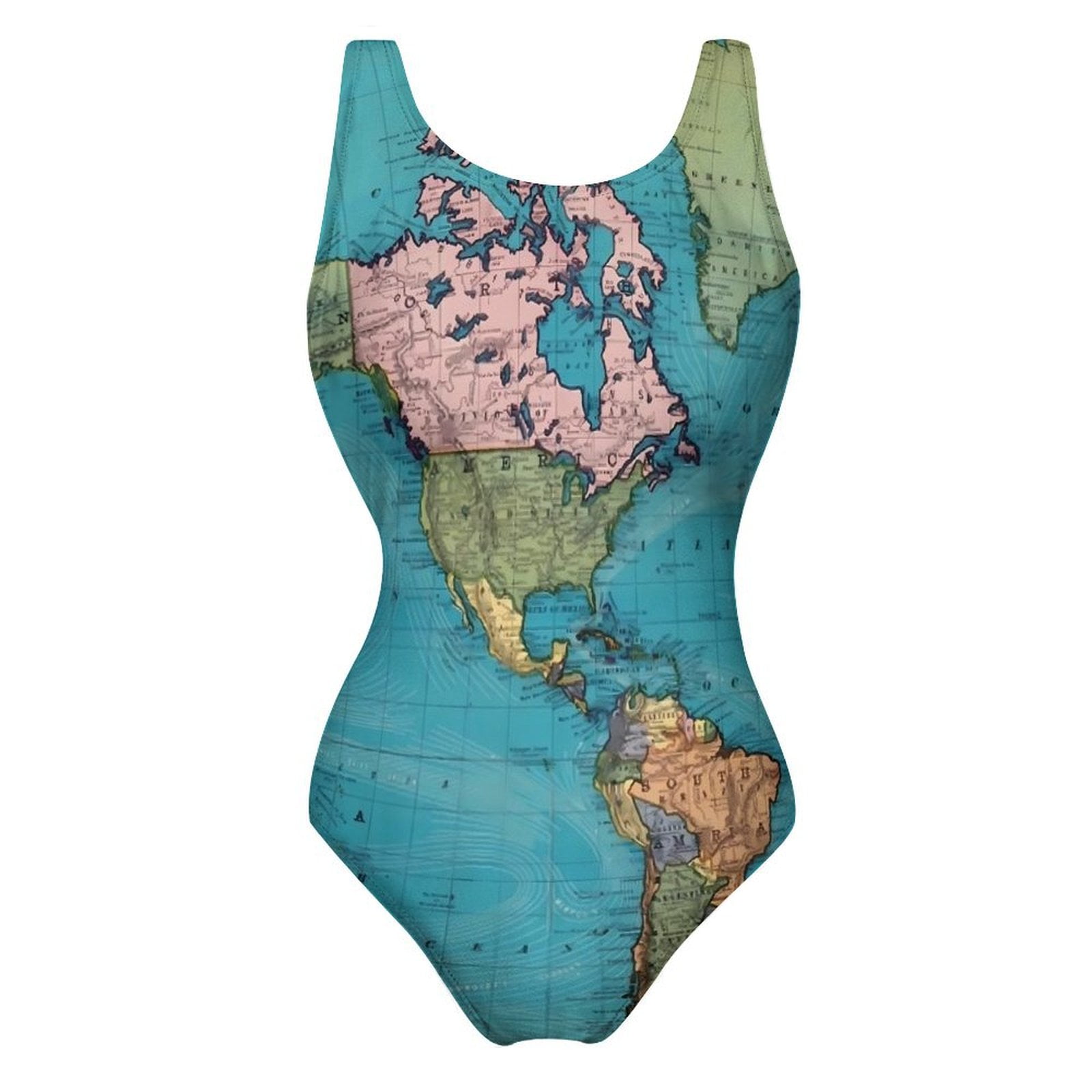 Old World Map 1714 Swimsuit Country Map Swimwear OnePiece Vaion Bath ...