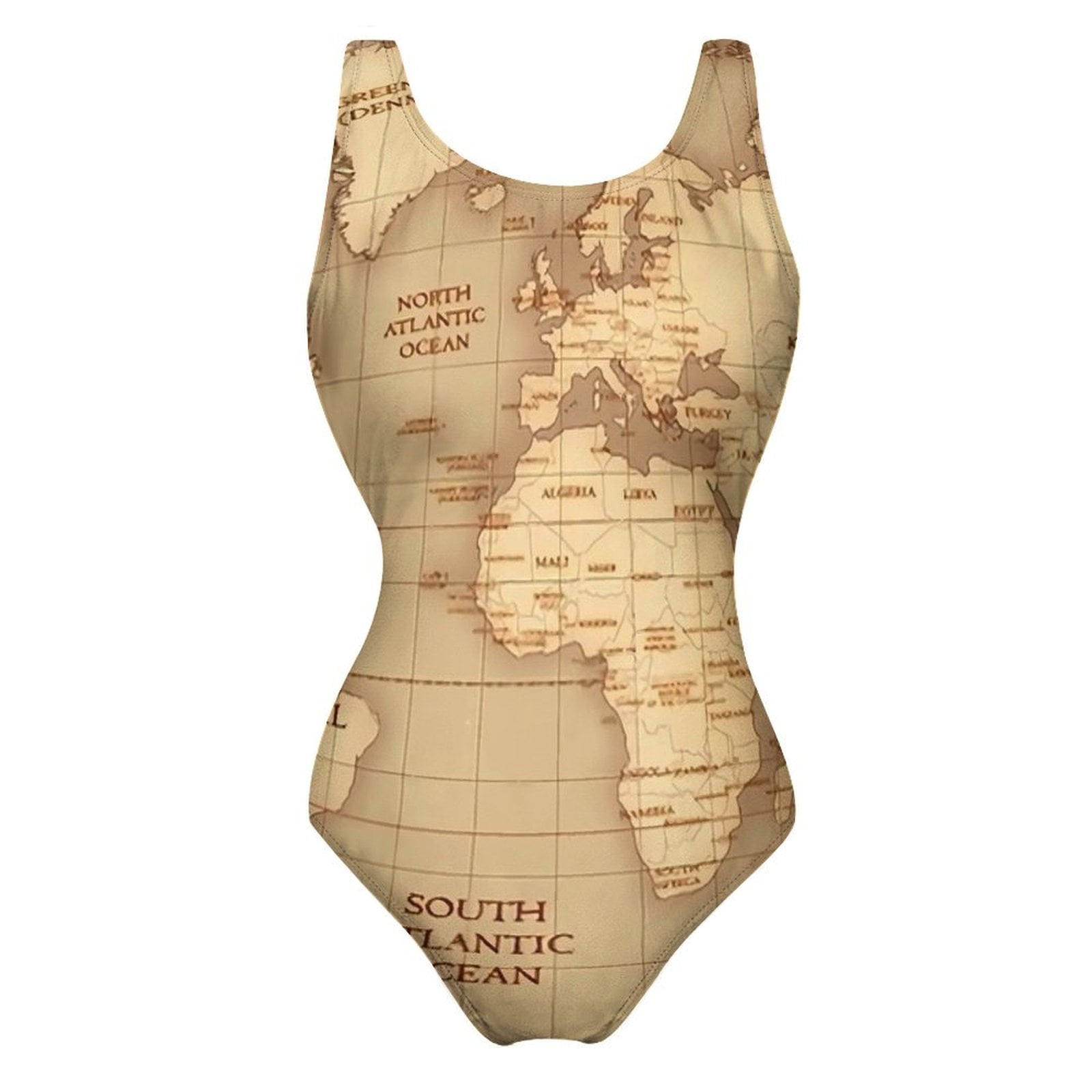 Old World Map 1714 Swimsuit Country Map Swimwear OnePiece Vaion Bath ...