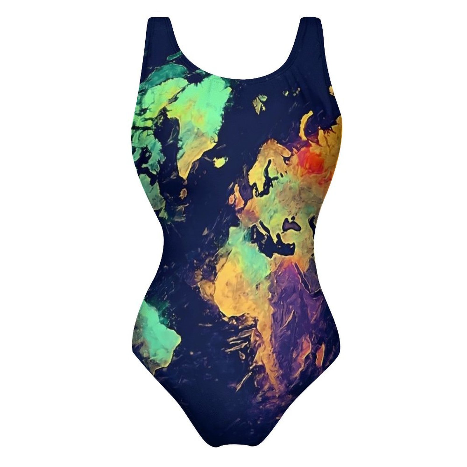 Old World Map 1714 Swimsuit Country Map Swimwear OnePiece Vaion Bath ...