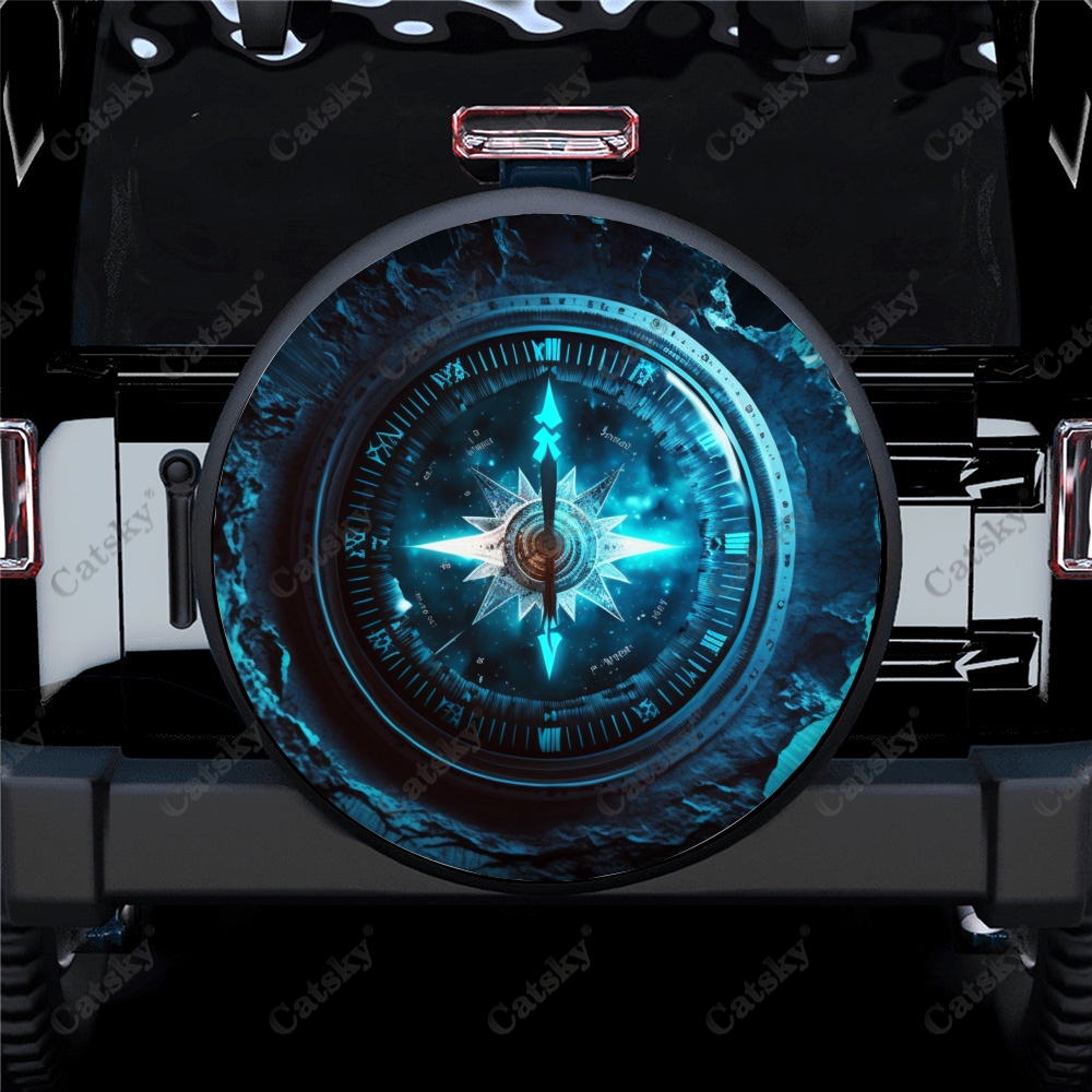 Old World Map with Compass Pattern Polyester Universal Spare Wheel Tire ...