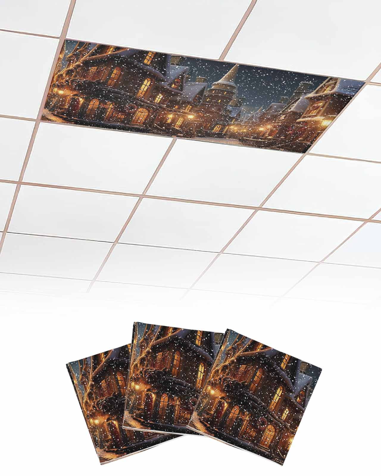 Old World Town,Fluorescent Light Covers for Ceiling Lights 4x2 feet,3 ...