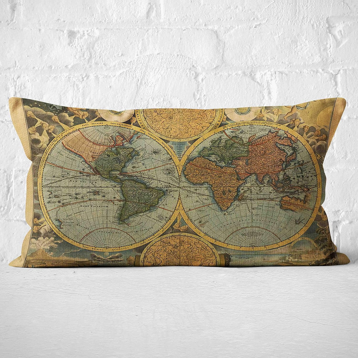 Old World map Pillows, Vintage World map,12x20 Pillow Cover,map Decor ...