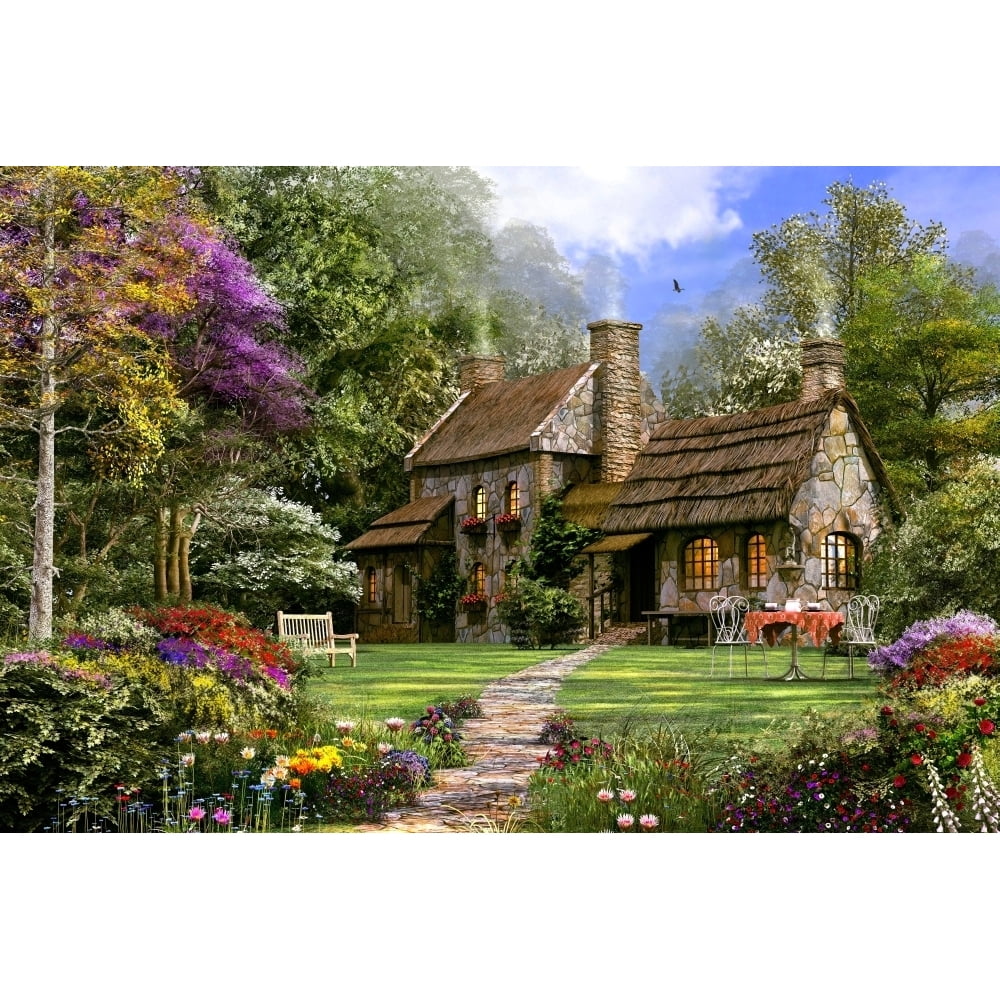 Old flint cottage Poster Print by Dominic Davidson (36 x 24) - Walmart.com