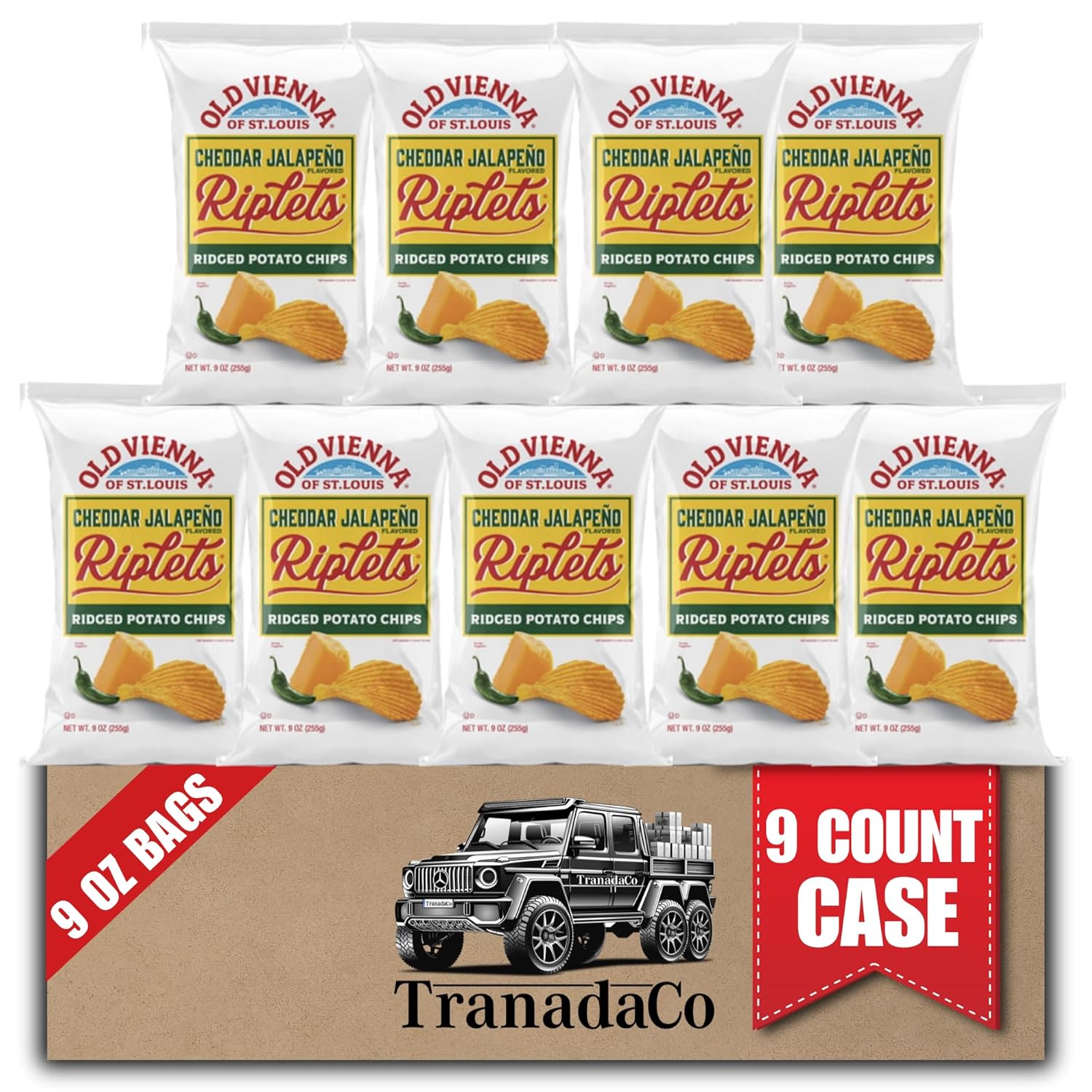 Old of St. Louis Cheddar Jalapeno Riplets Potato Chips 9oz Bags (9 ...