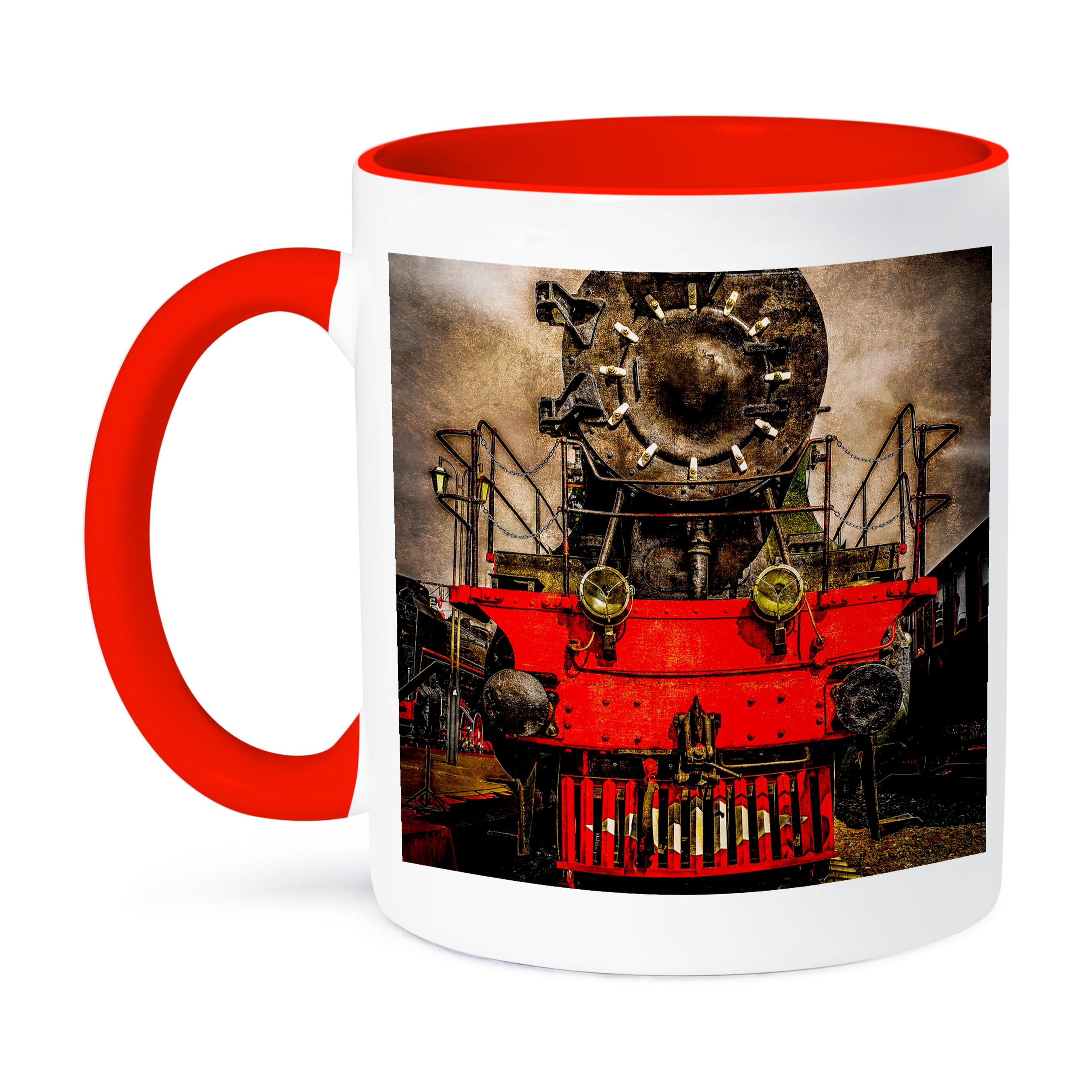 3dRose, Old powerful steam locomotive. Back from the farness. Stylized ...