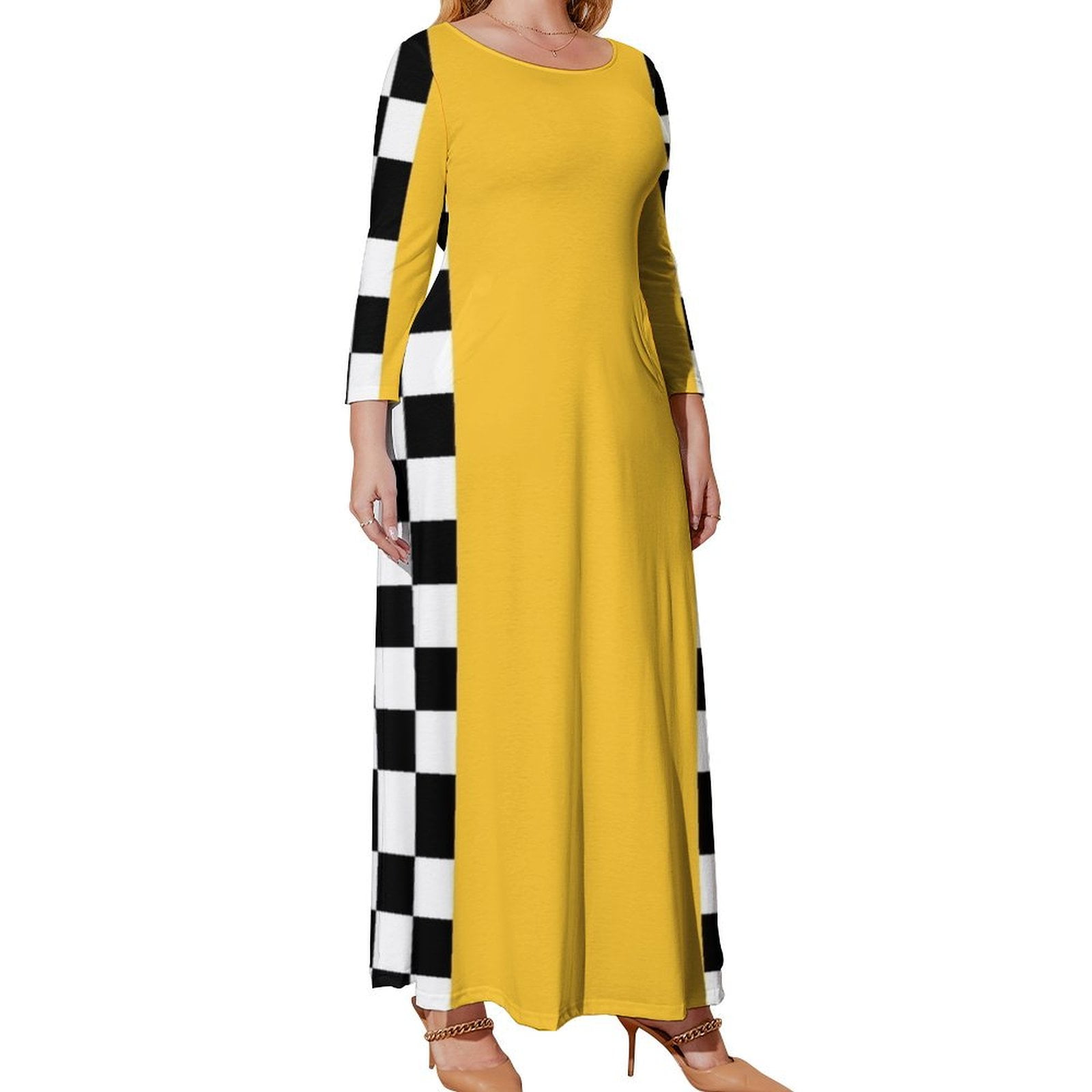 Old school taxi cab checker Long Sleeved Dress Party dresses for women ...