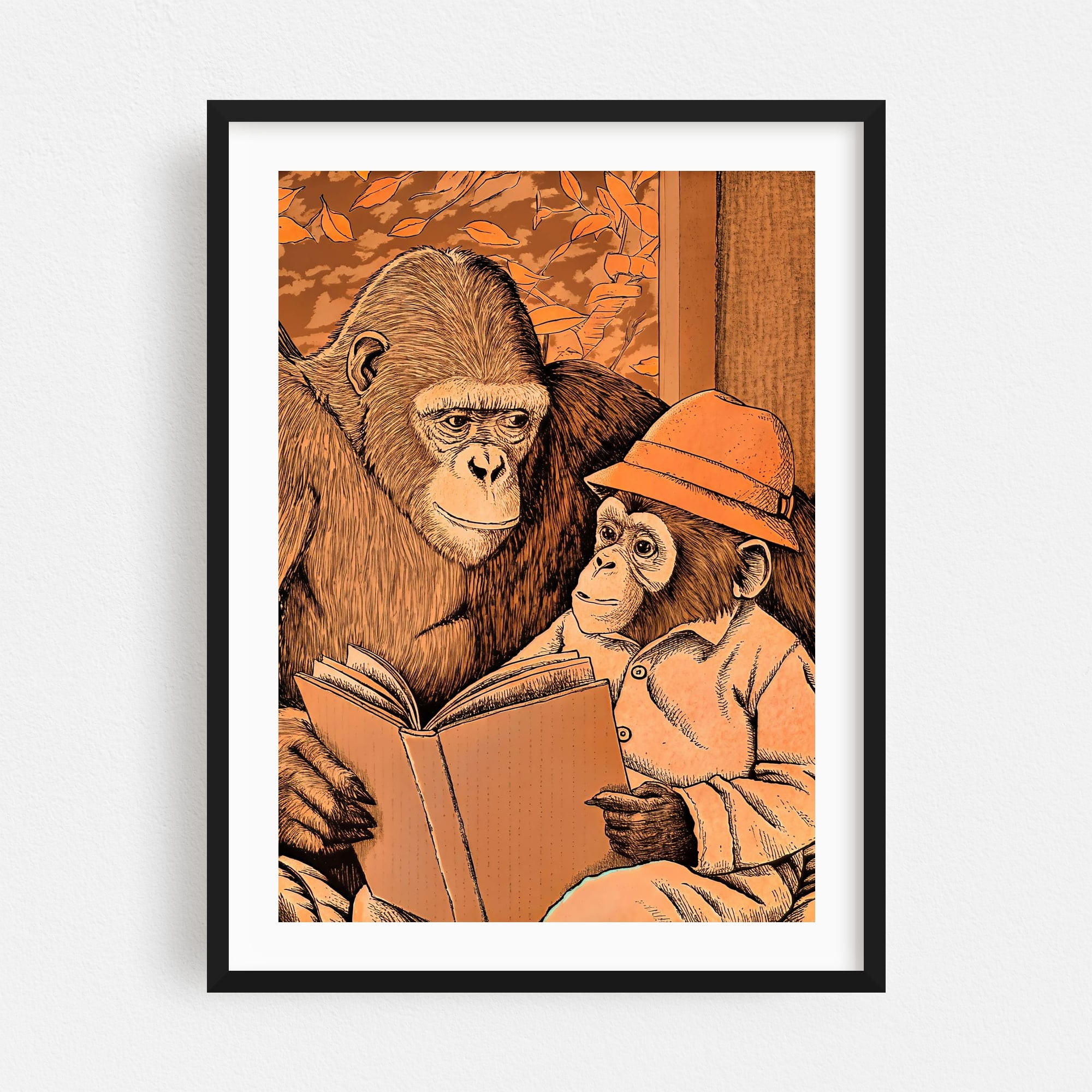 Old vintage gorilla reading a book - Illustration Reading Animal Humor ...