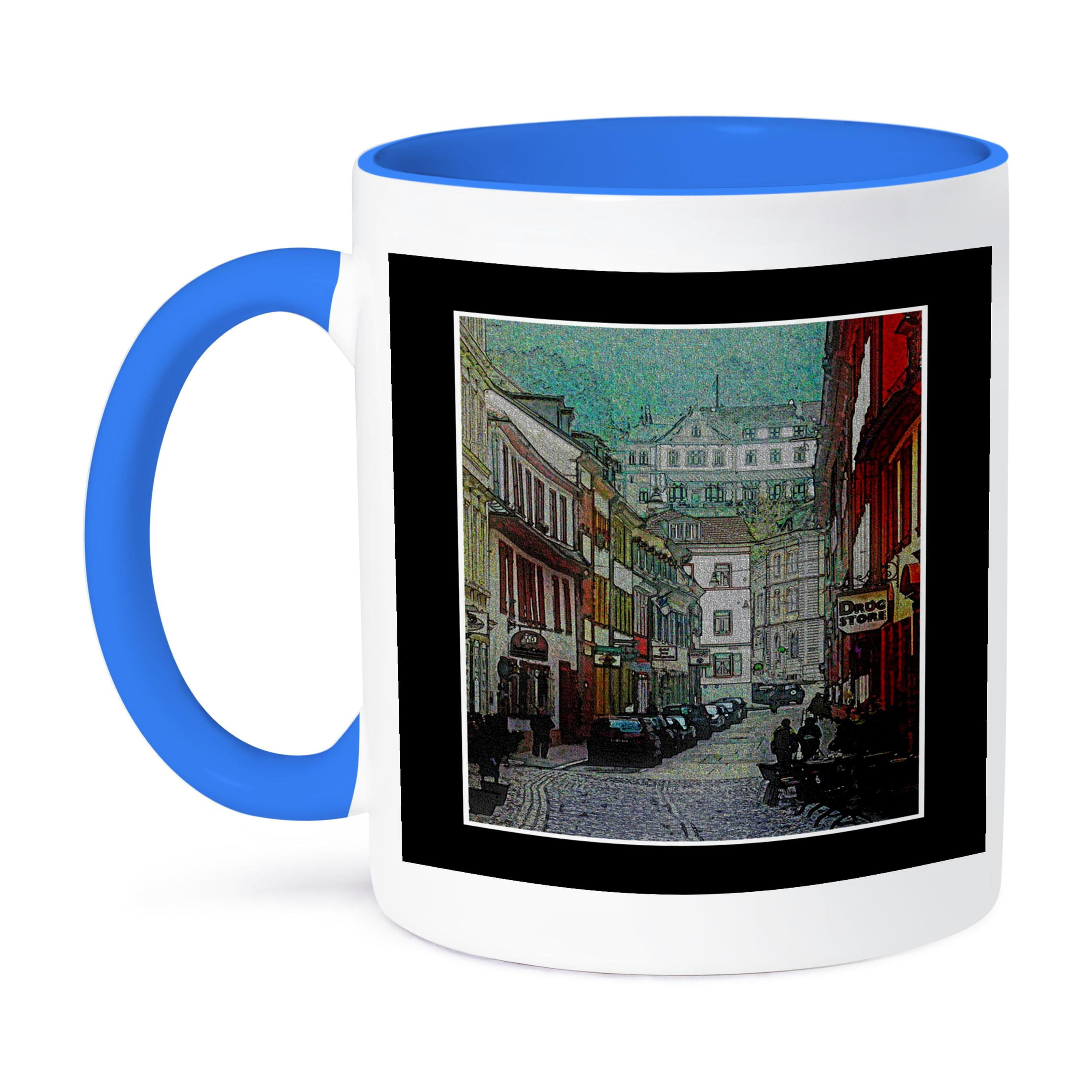 3dRose, Old world cobblestone street in pastel shades, 15oz Two-Tone ...