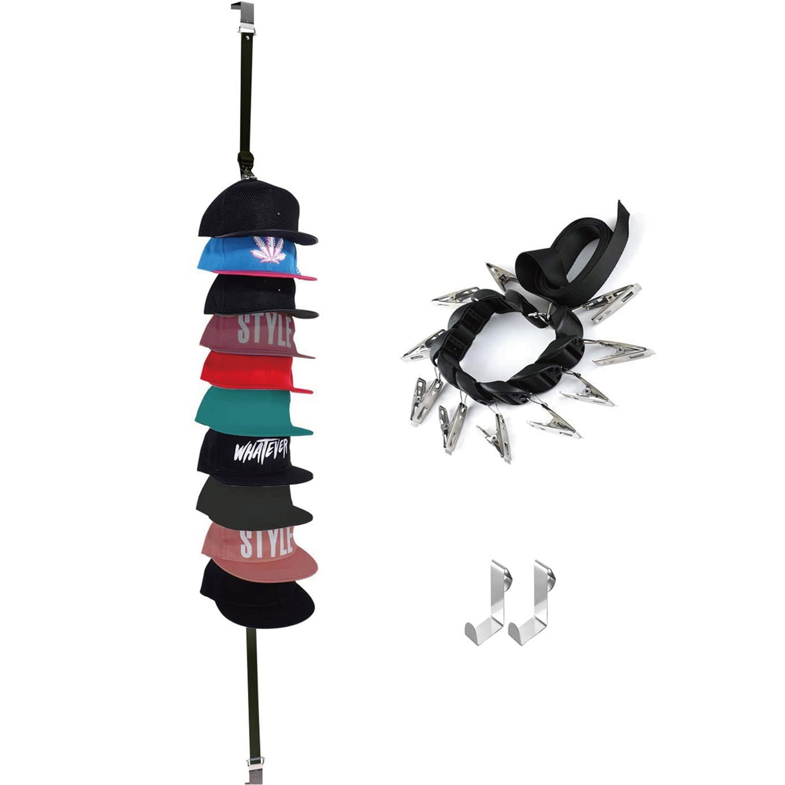 OldPAPA Cap Rack 20 Hook Over the Closet Door Organizer for Baseball ...