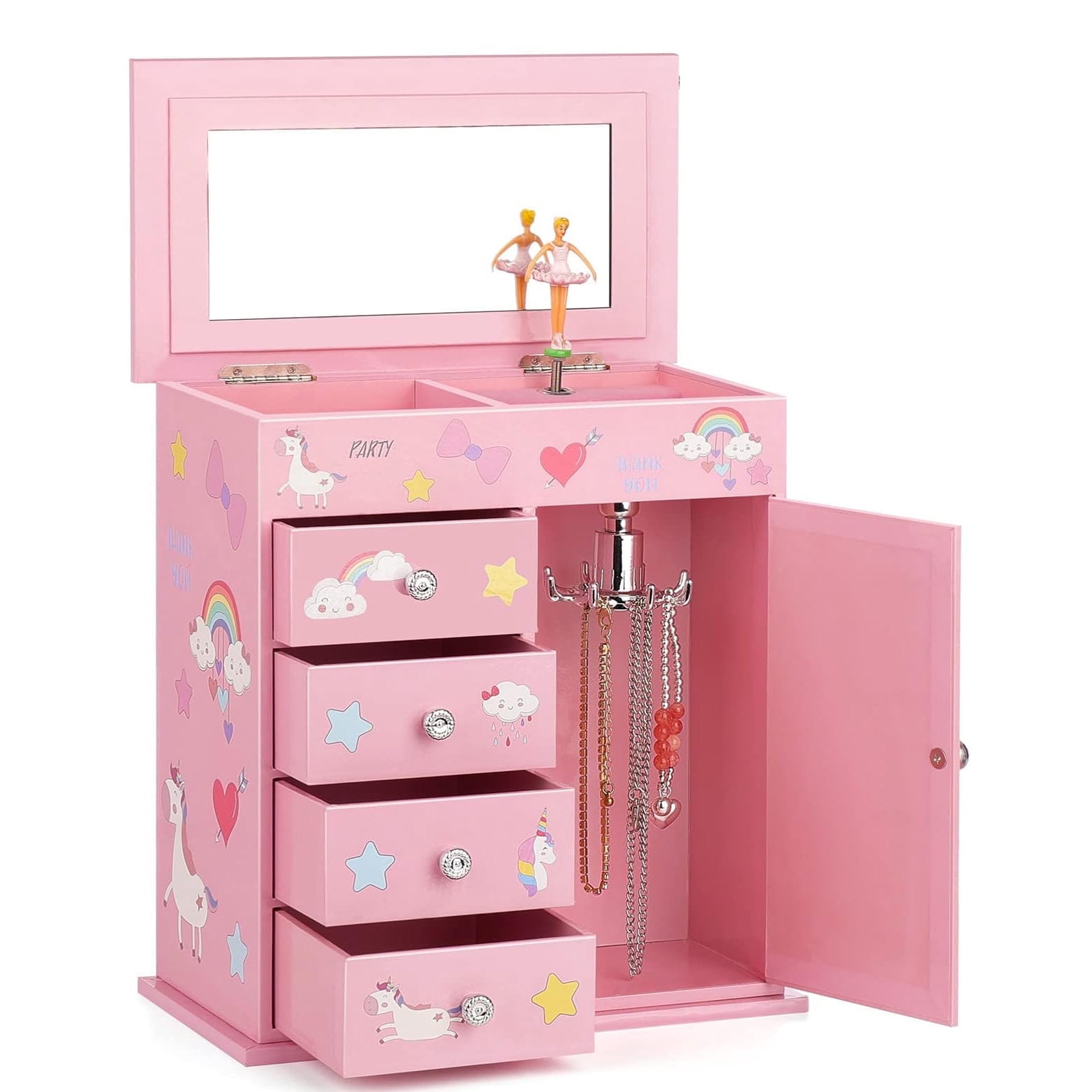 OldPAPA Girls Musical Jewelry Box,5-Layer Kids Princess Jewelry Storage ...