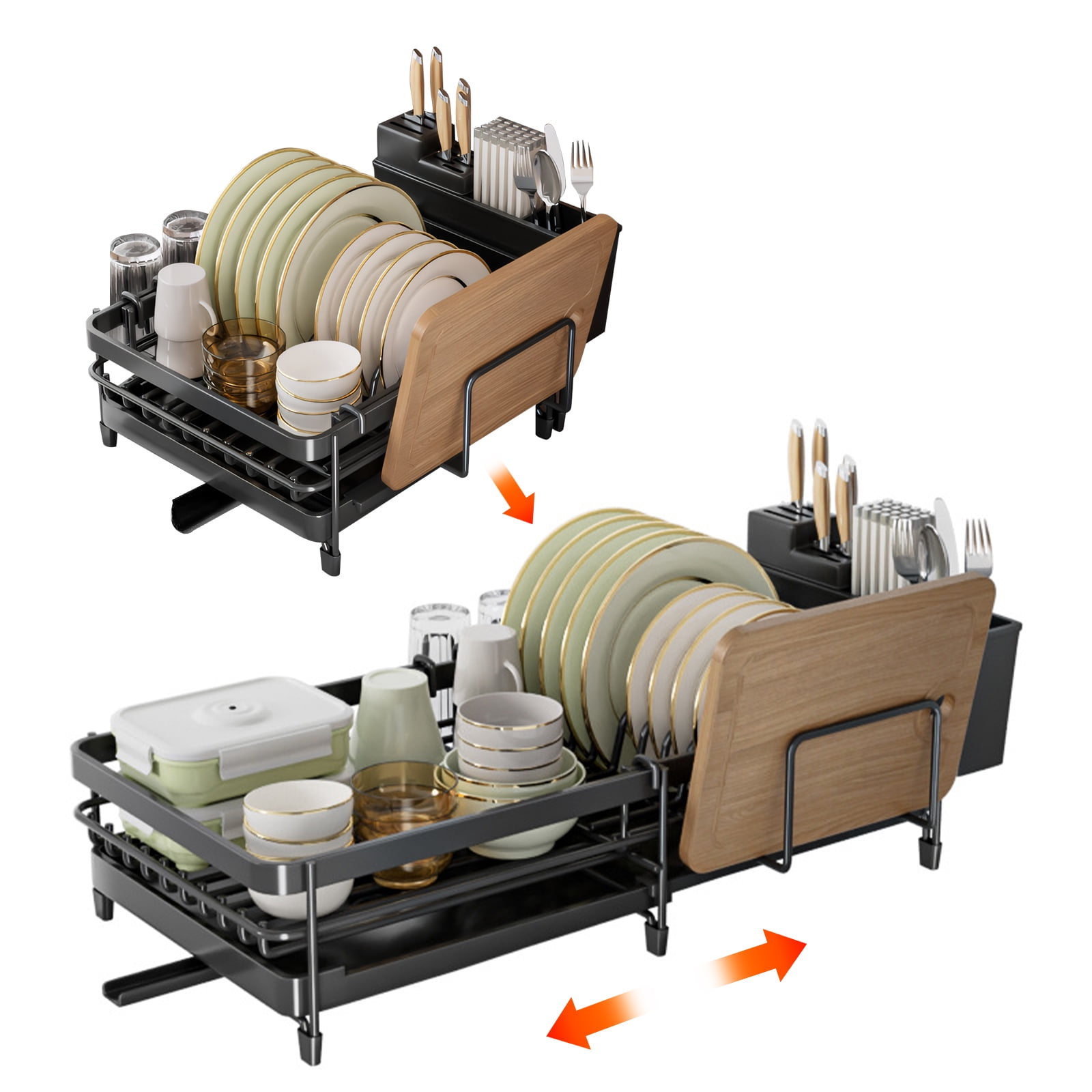 OldPAPA Large Dish Drying Rack, Expandable Dish Rack for Kitchen ...