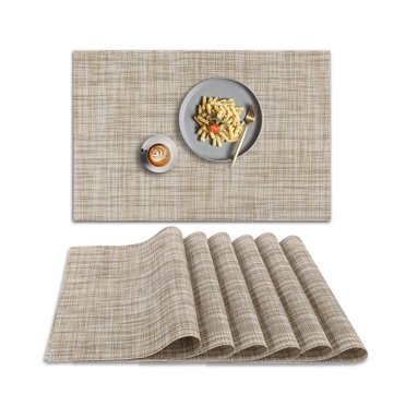 YumSur Set of 6 Modern Woven Kitchen Placemats, 11.8x17.7in PVC Non ...