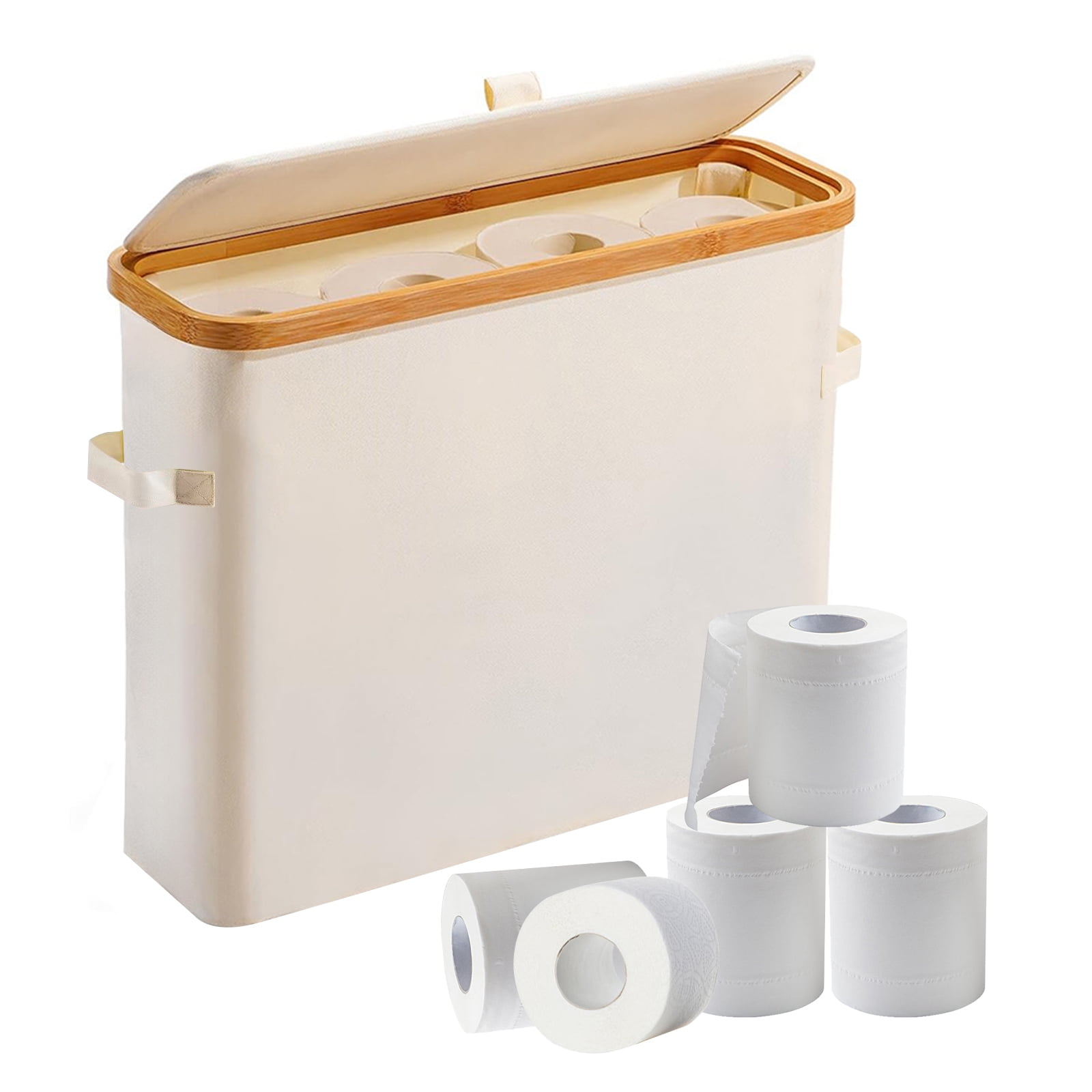 OldPAPA Toilet Paper Storage Basket,Bamboo Toilet Paper Organizer with ...