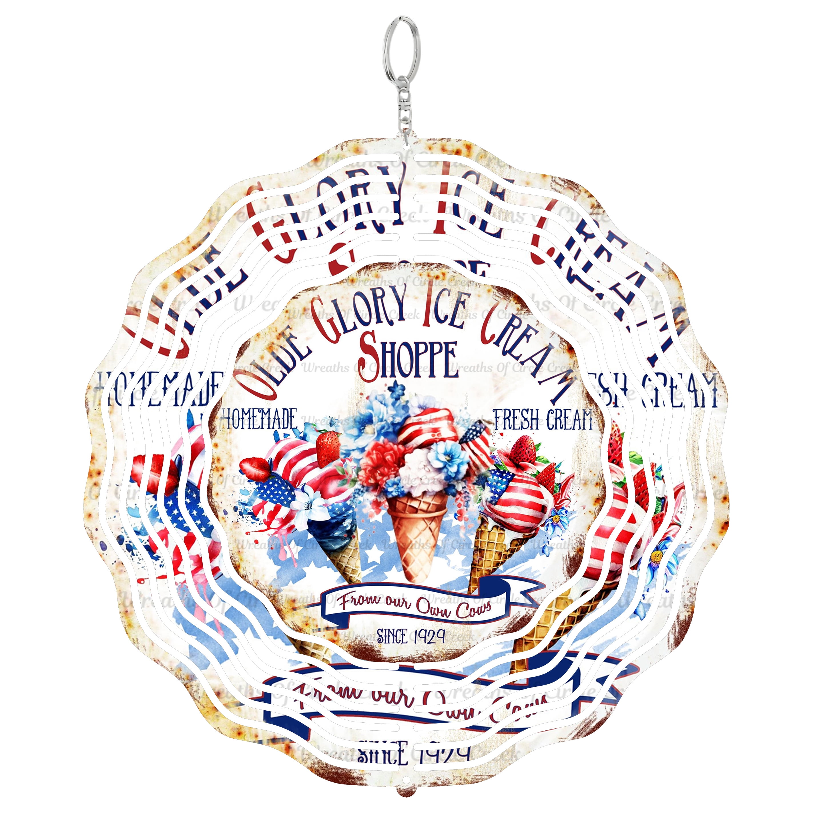 Olde Glory Ice Cream Vintage Patriotic 3D Wind Spinner, UV Printed ...