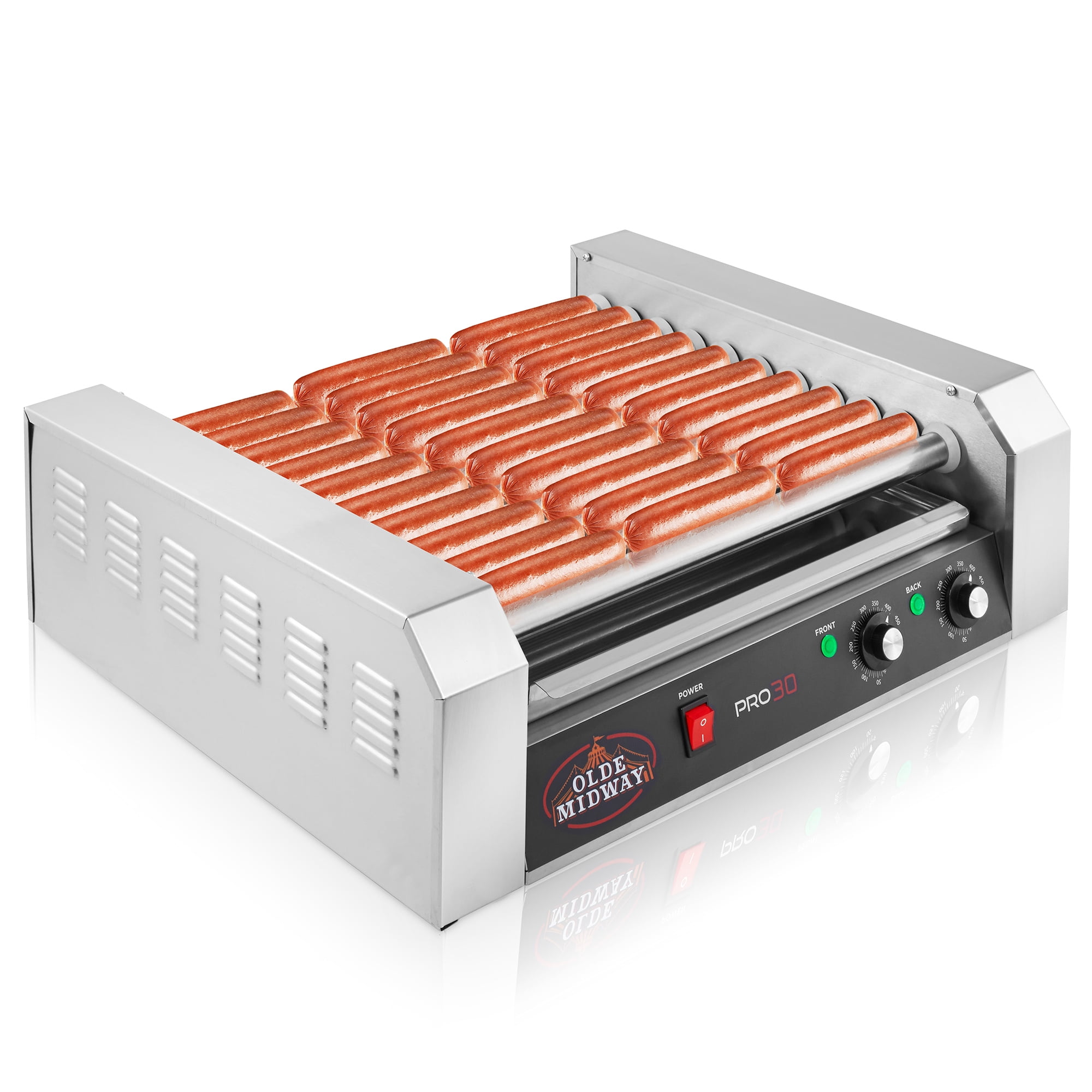 Olde Midway Hot Dog Roller, 11 Stainless Steel Rollers, Cooks 30 Hot ...