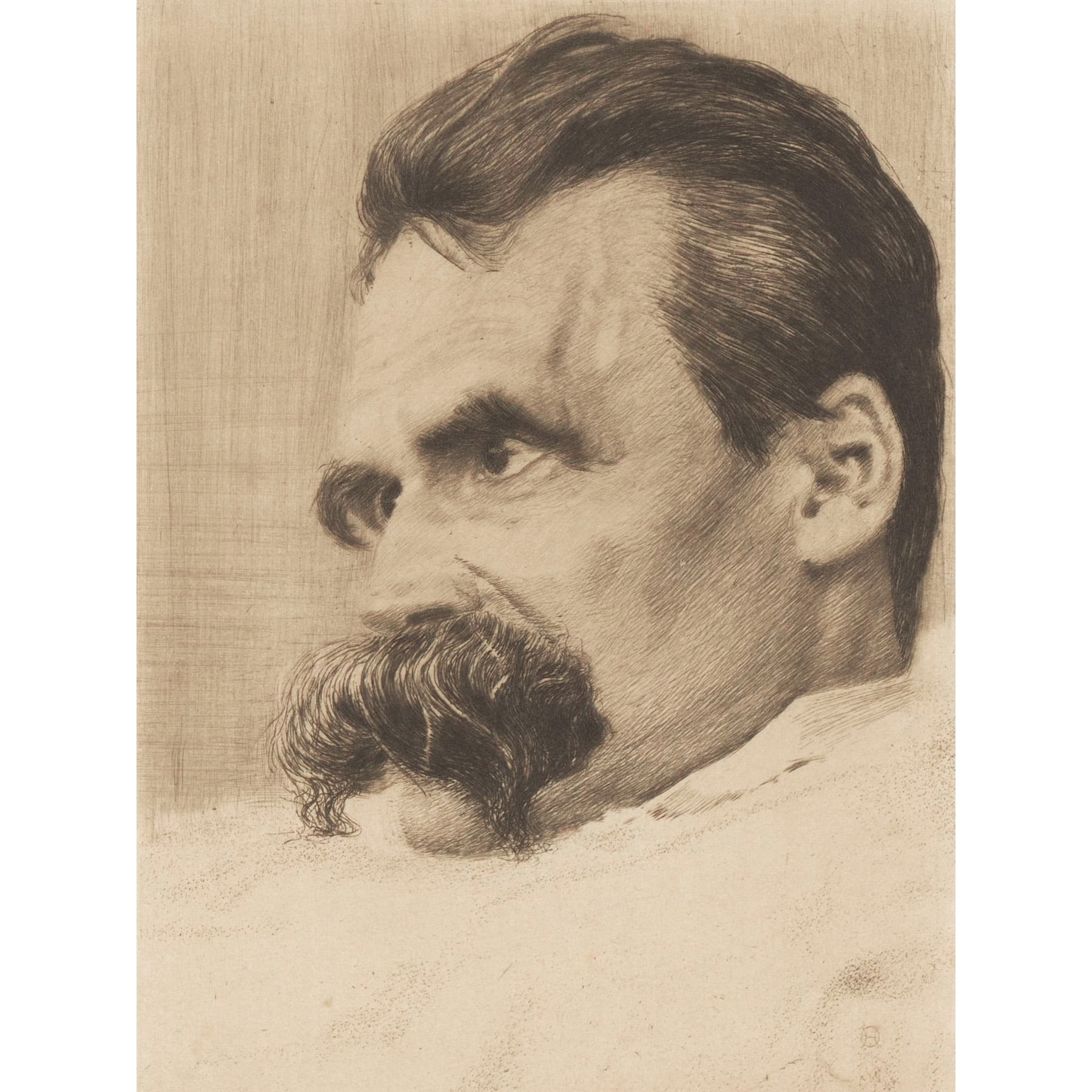 Olde Portrait Philosopher Friedrich Nietzsche Drawing Extra Large XL ...