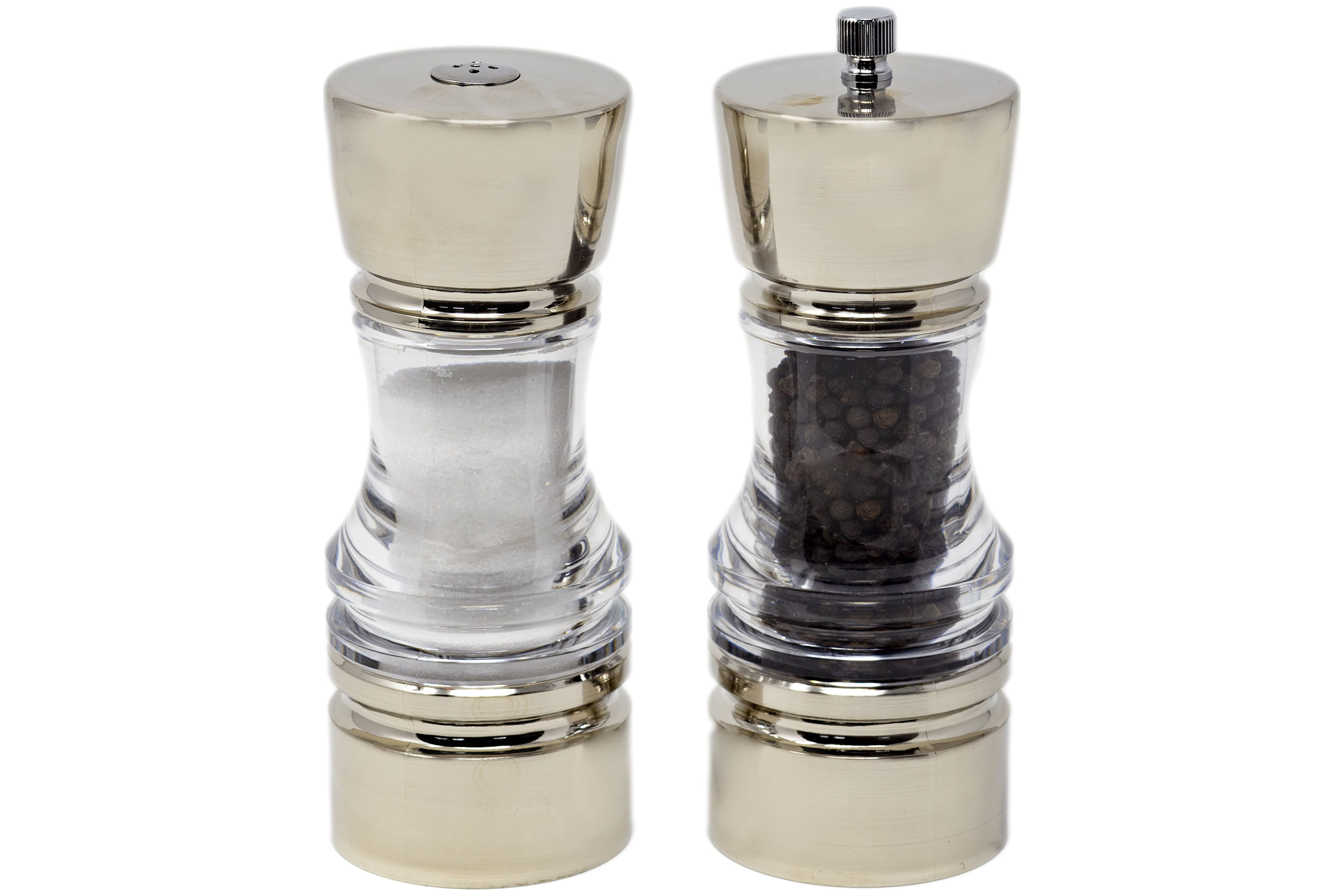 Olde Thompson Crown Salt and Pepper Mill Set, Chrome Plated, Pre-Filled ...