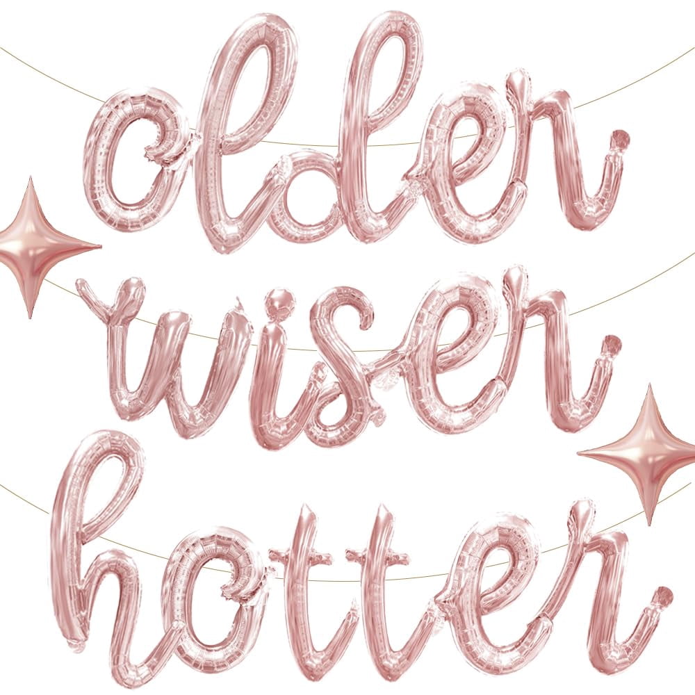 Older Wiser Hotter Script/Cursive Rose Gold Letter Balloons, Inch ...