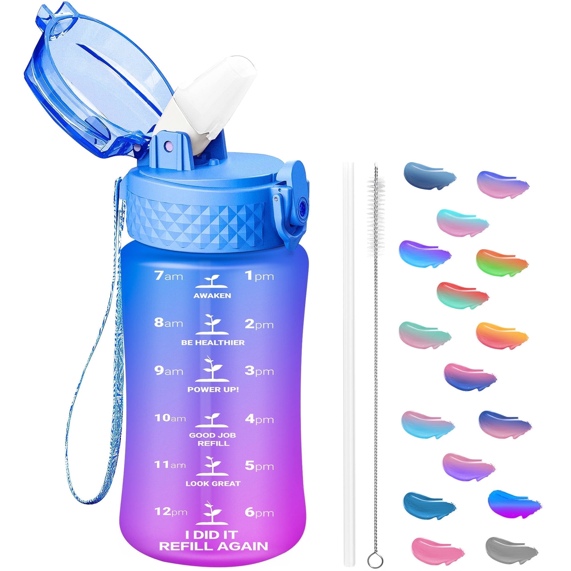 Oldley 12oz Kids Water Bottle, BPA-Free, Wide-Mouth, Straw and Chug ...