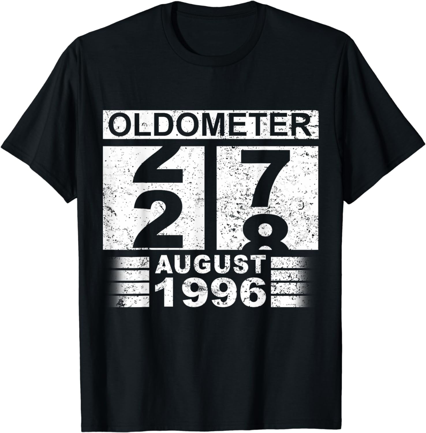 Oldometer 27-28 Born In August 1996 Funny 28th Birthday T-Shirt ...