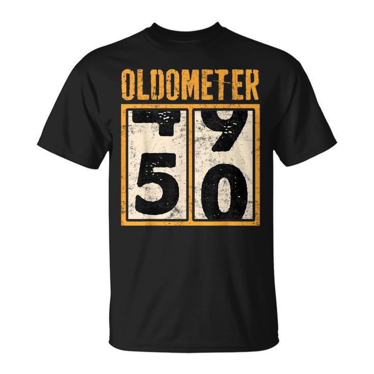 Oldometer 50 Years Old T-Shirt – 50th Birthday Celebration Tee ...