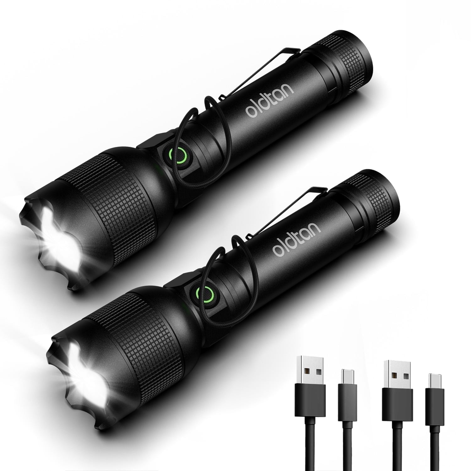 oldtan Rechargeable LED Flashlights, High Lumens, Zoomable, Durable ...