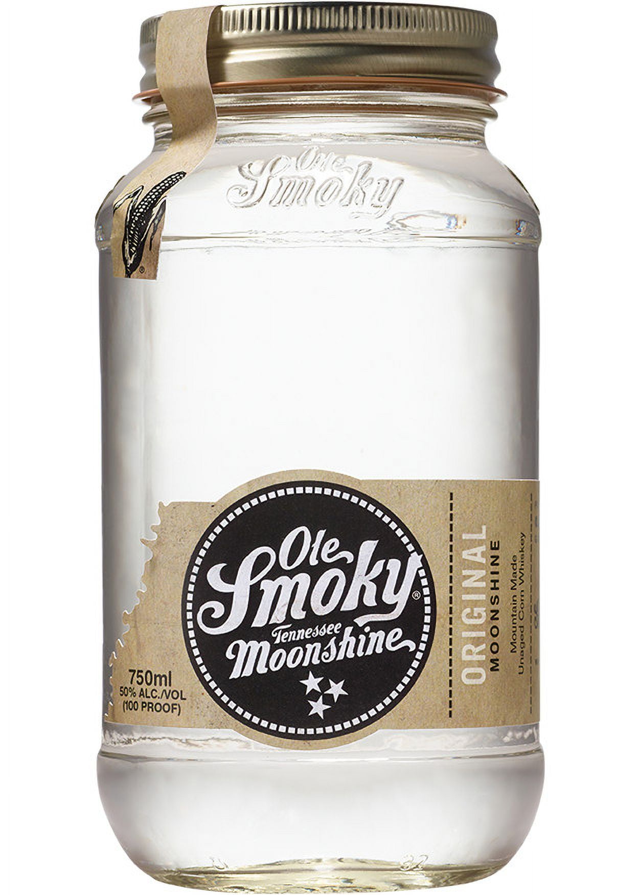 Ole Smoky Original Moonshine Corn Whiskey, 750 ml Bottle, 50% ABV ...