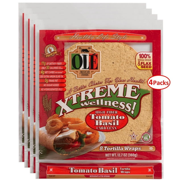 Ole Xtreme Wellness Low Carb, Keto Friendly Tomato Basil Tortilla Wraps ...