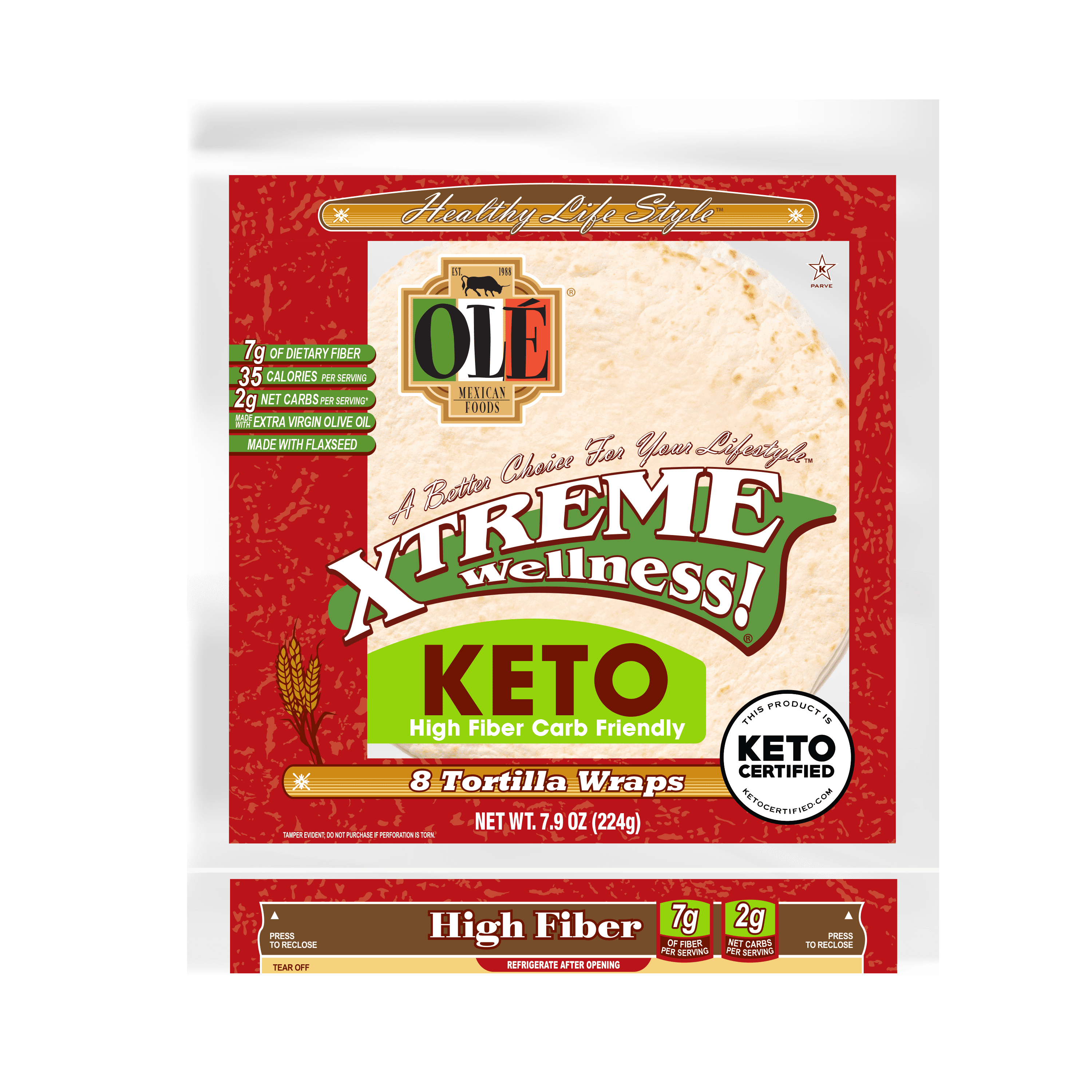 Ole Xtreme Wellness Keto Certified Tortillas, Zero Sugar, High Fiber ...