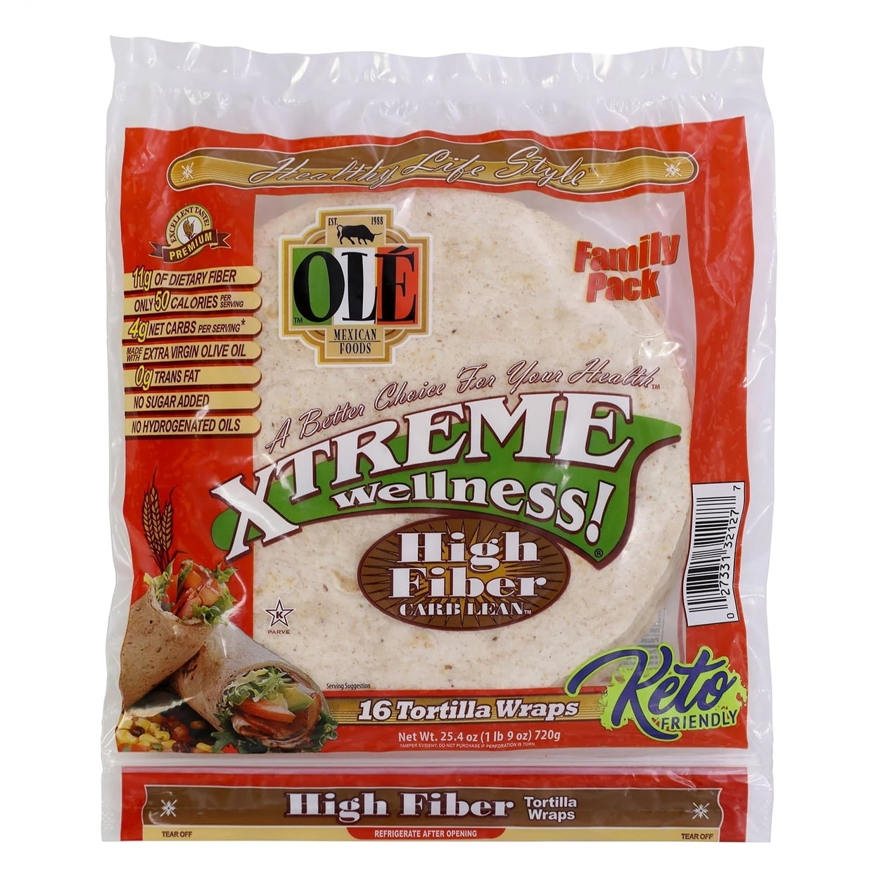 Olé Mexican Foods High Fiber Low Carb Tortilla Wraps, 16 Count Twin ...