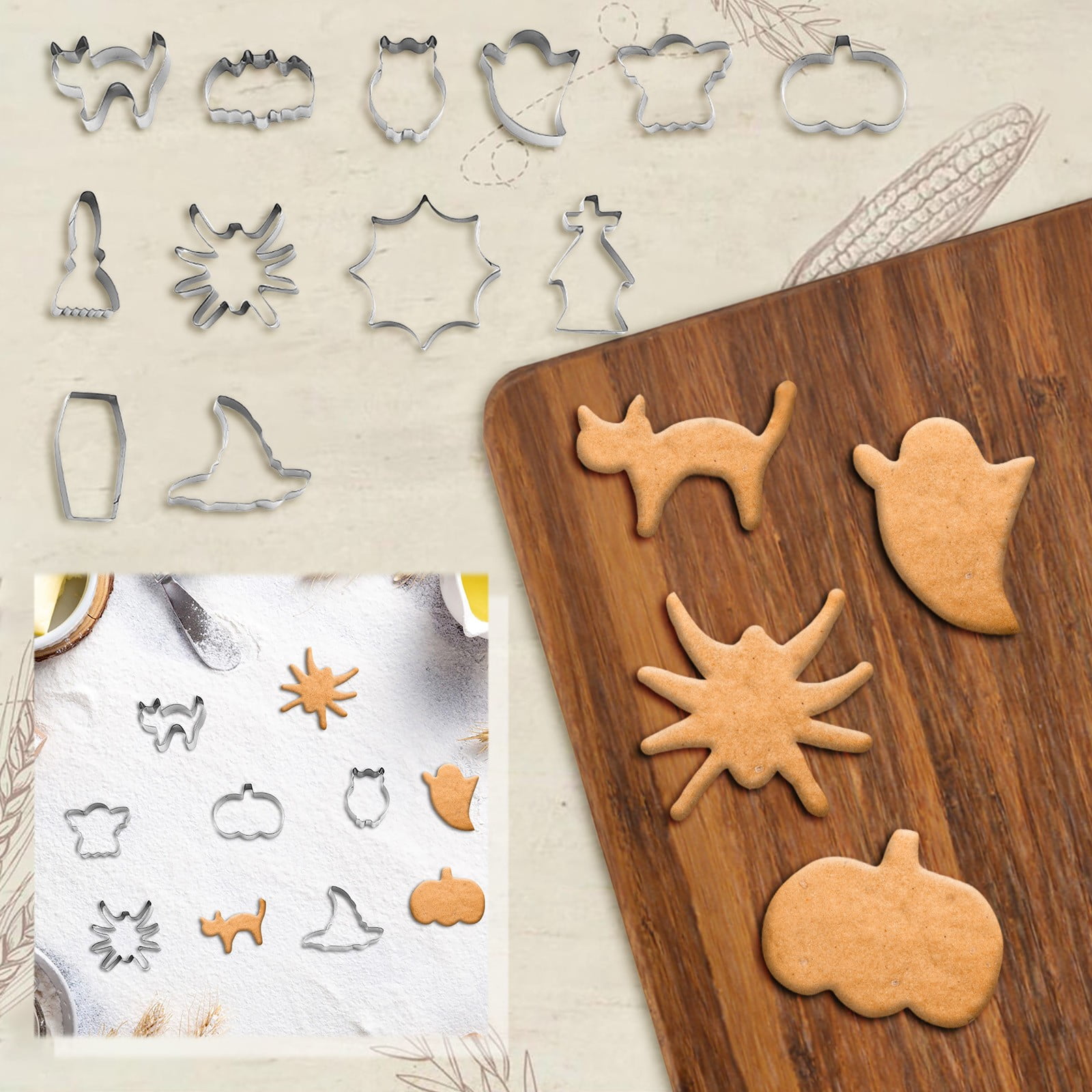 Oleegame Alphabet Cookie Cutters Halloween Series Teeth Stainless Steel ...