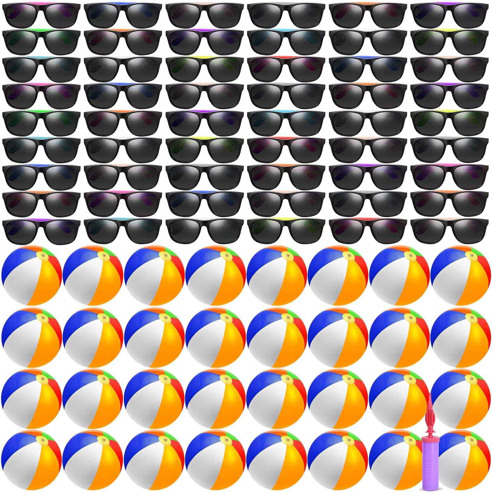 Oleitodh 72 Pcs Sunglasses Beach Balls Party Favors 12 Inch Inflatable ...