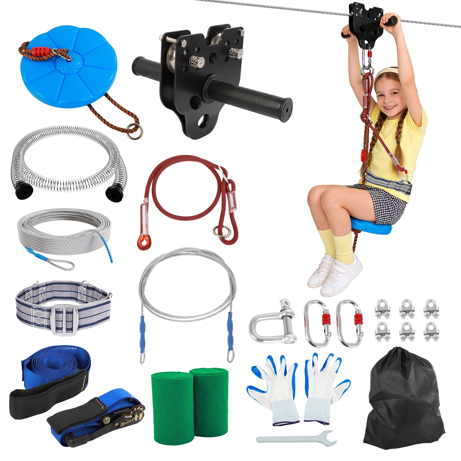Olenyer 300FT Zip Lines for Kids and Adults Outdoor, Up To 400 LBS ...