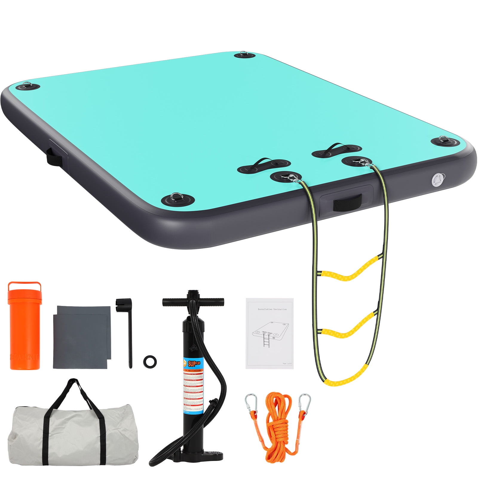 Olenyer 5x6x0.5ft Inflatable Floating Dock Air Platform Island Raft ...