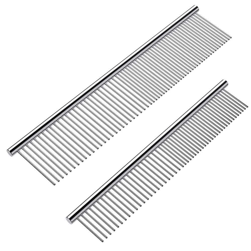 Olibuy 2 Pack Dog Combs with Rounded Ends Stainless Steel Teeth, Cat ...