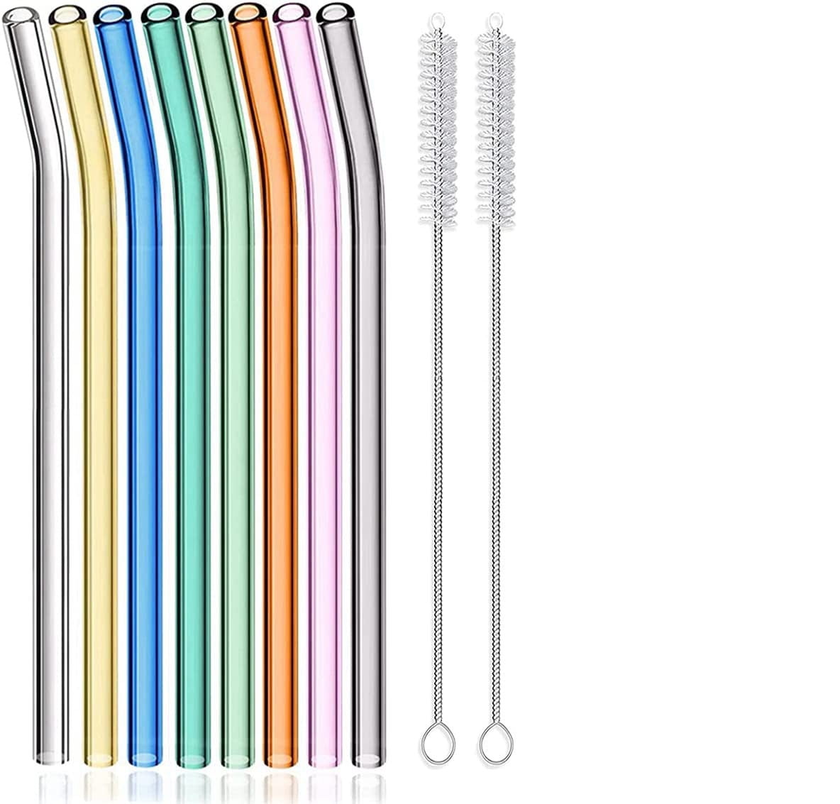 Olibuy 8 Pack Reusable Glass Straws 8 X 8inches Bent Glass Drinking