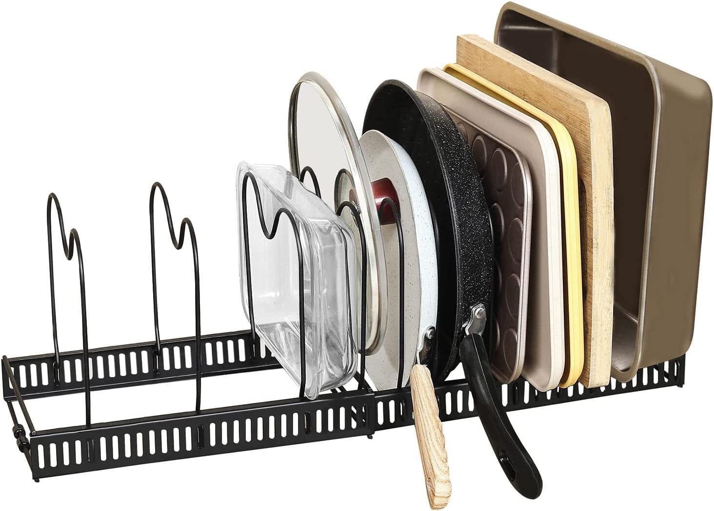 Olibuy Pot Organizer Rack for Cabinet, Expandable Pot Racks, Pots and ...