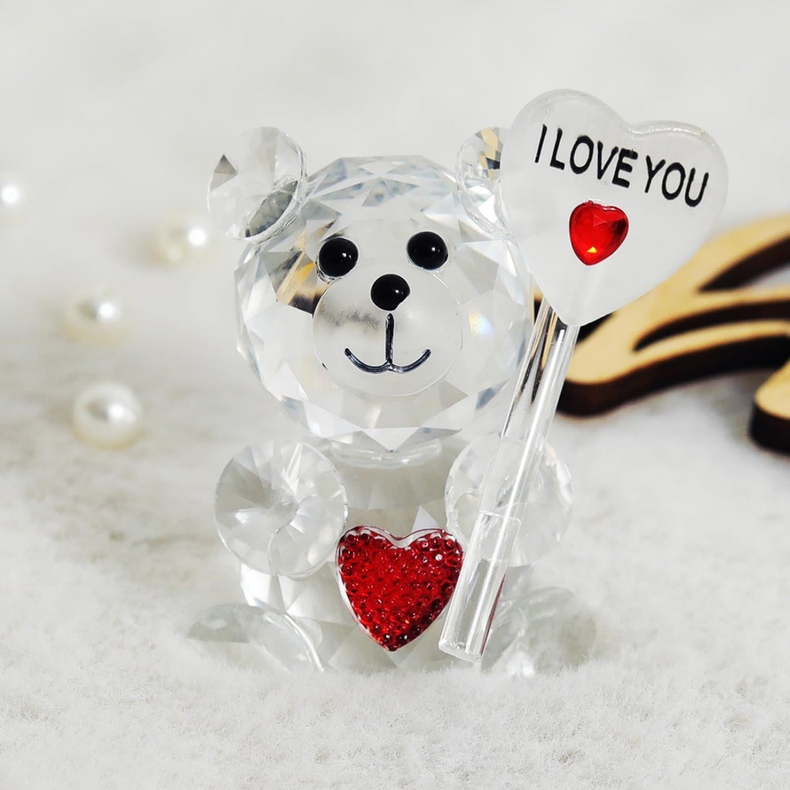 Oliegs Stocking Clear Bear Figurine Valentine's Day I You Bear Ornament ...