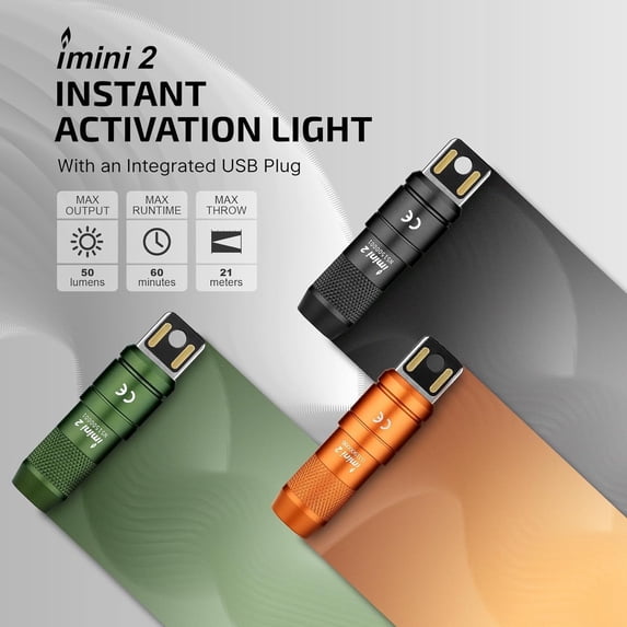 Olight, Rechargeable Flashlight, IMINI 2, 50 Lumens Compact Mini Light ...