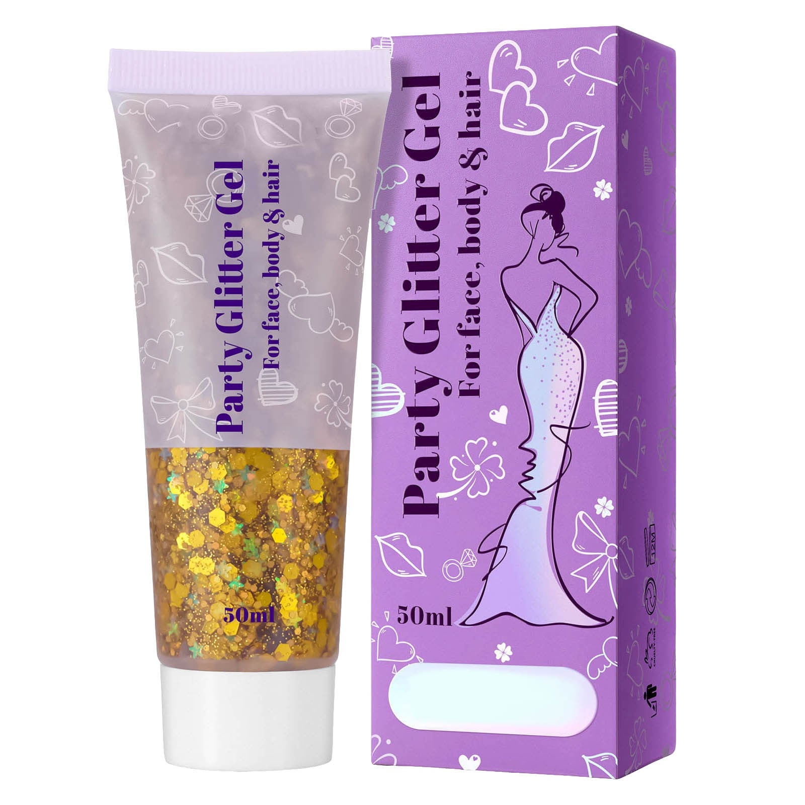 Oligopeptide-76 Glitter Gel Tube Pack Nightclub Party Party Shenanigans Body Color Glitter Gel ...