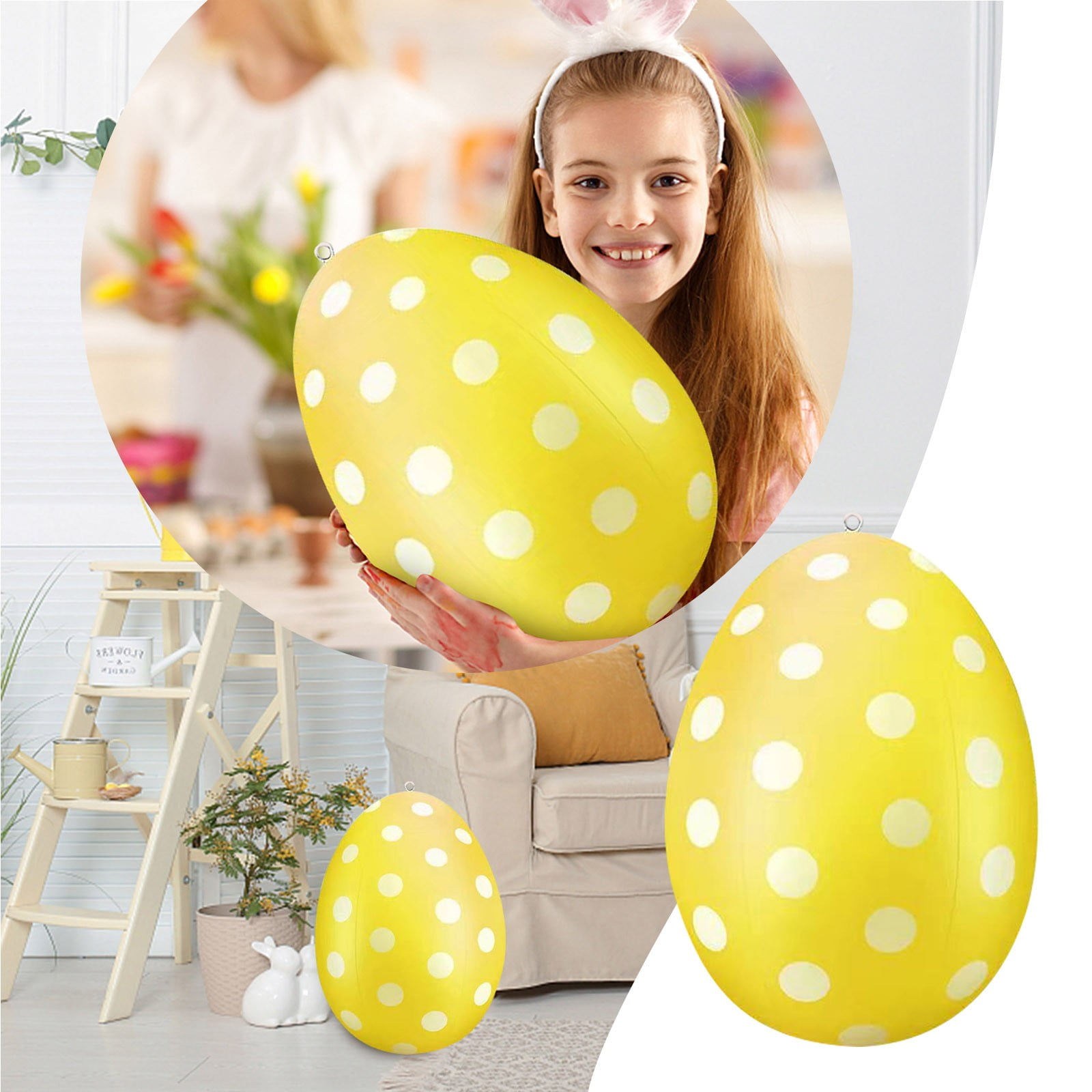 Olilia 16 inch Inflatable Easter Eggs Decorations with Hand Pump Easter ...